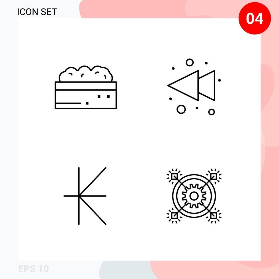 Vector Pack of 4 Icons in Line Style Creative Outline Pack isolated on ...