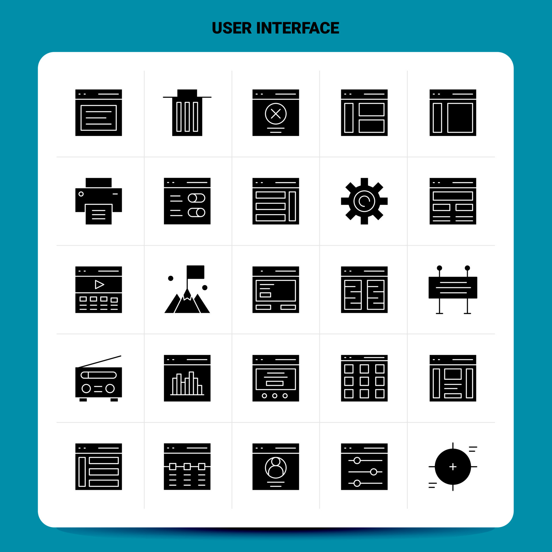 Solid 25 User Interface Icon Set Vector Glyph Style Design Black Icons Set Web And Mobile