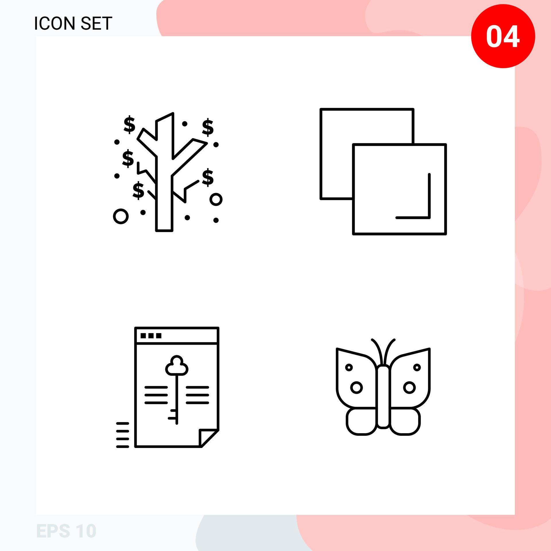 Vector Pack Of 4 Icons In Line Style Creative Outline Pack Isolated On White Background For Web