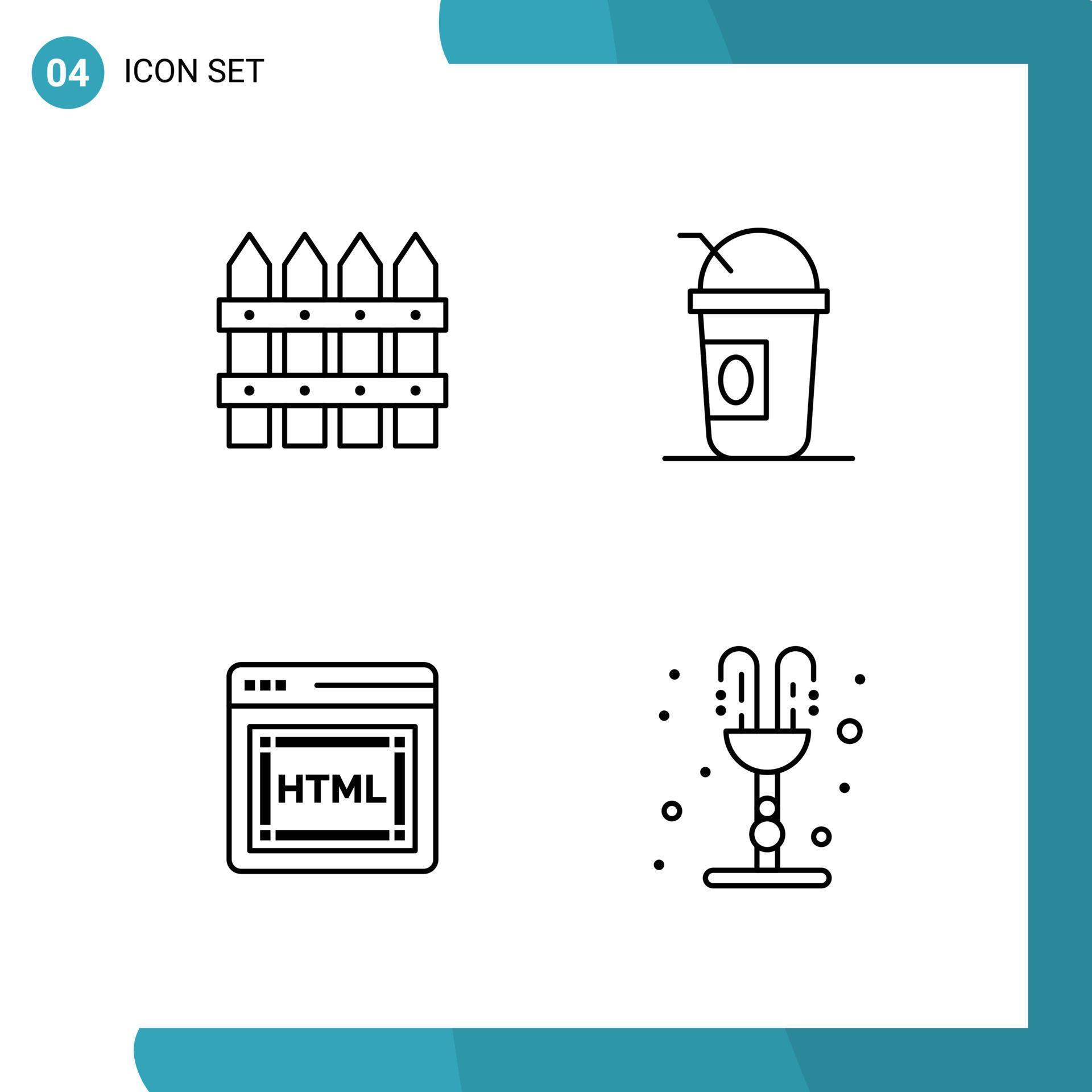 Vector Pack Of 4 Outline Symbols Line Style Icon Set On White Background For Web And Mobile