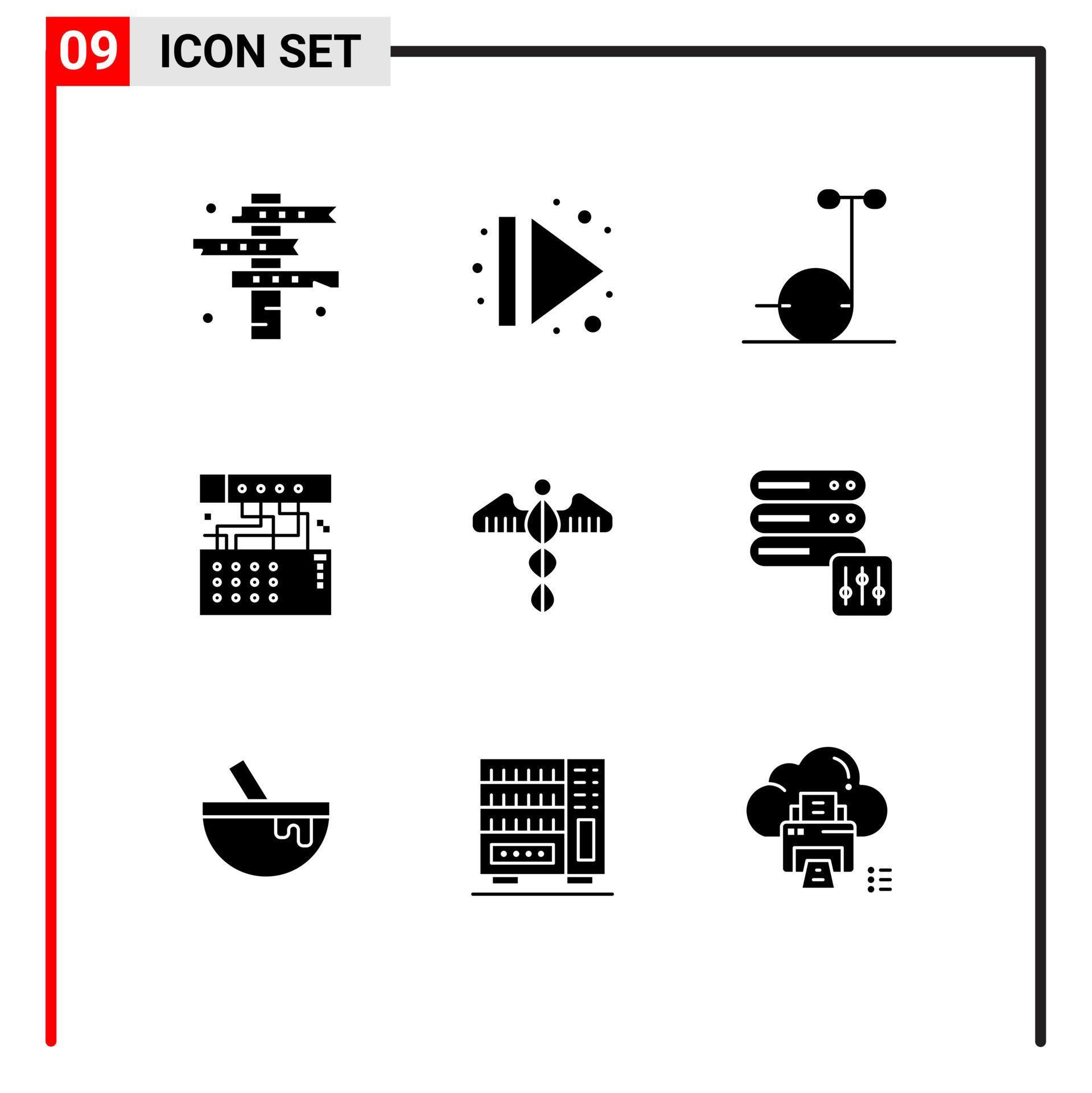 Set of 9 Modern UI Icons Symbols Signs for medical module right device ...
