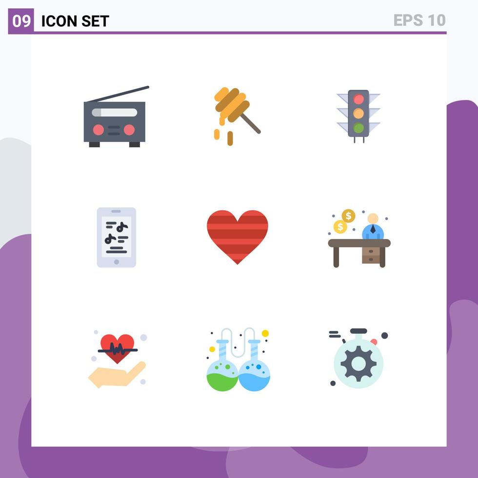 9 Thematic Vector Flat Colors And Editable Symbols Of Like Heart Sign