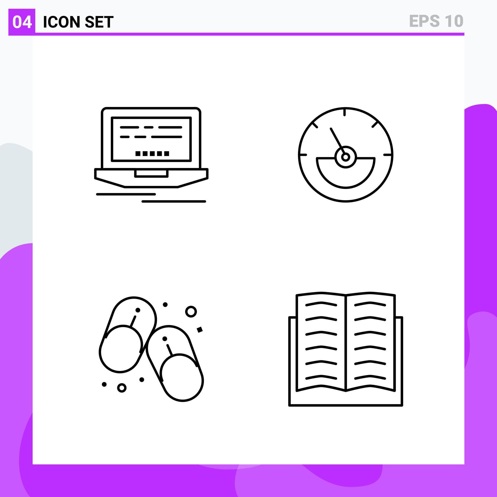 Set Of 4 Icons In Line Style Creative Outline Symbols For Website Design And Mobile Apps Simple