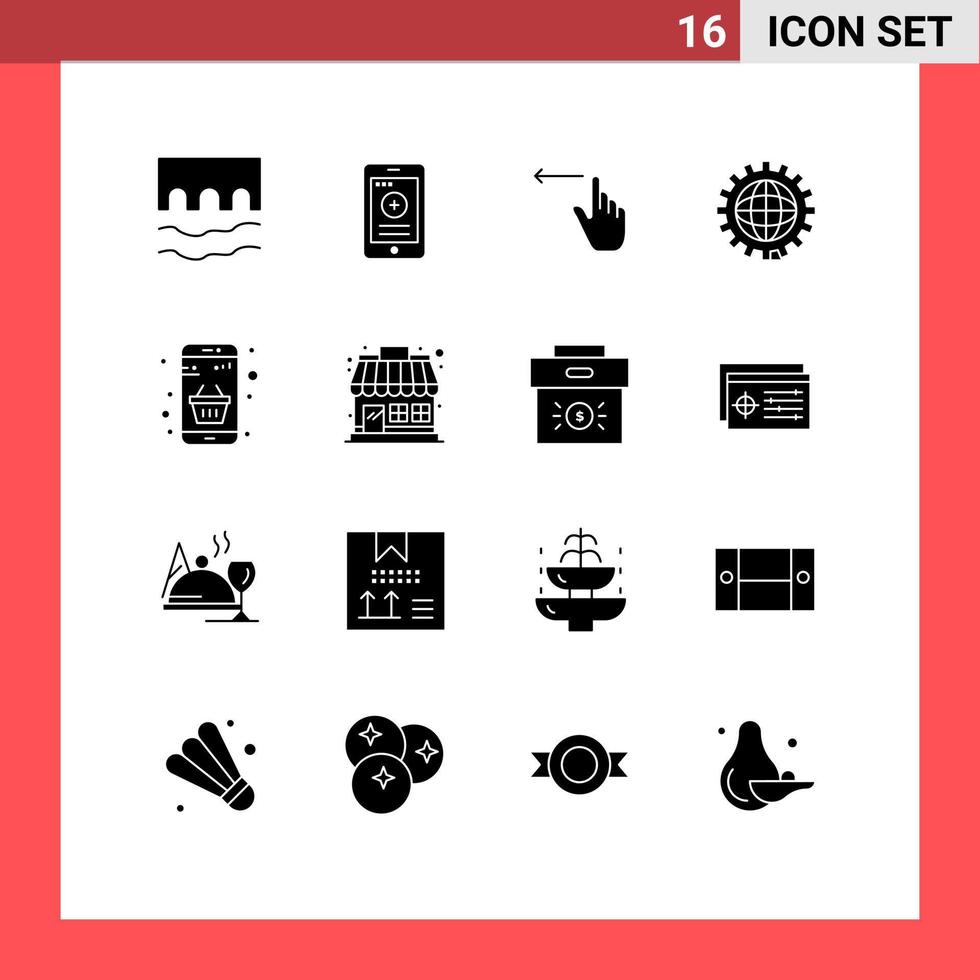 User Interface Pack of 16 Basic Solid Glyphs of programing development hospital design left ...