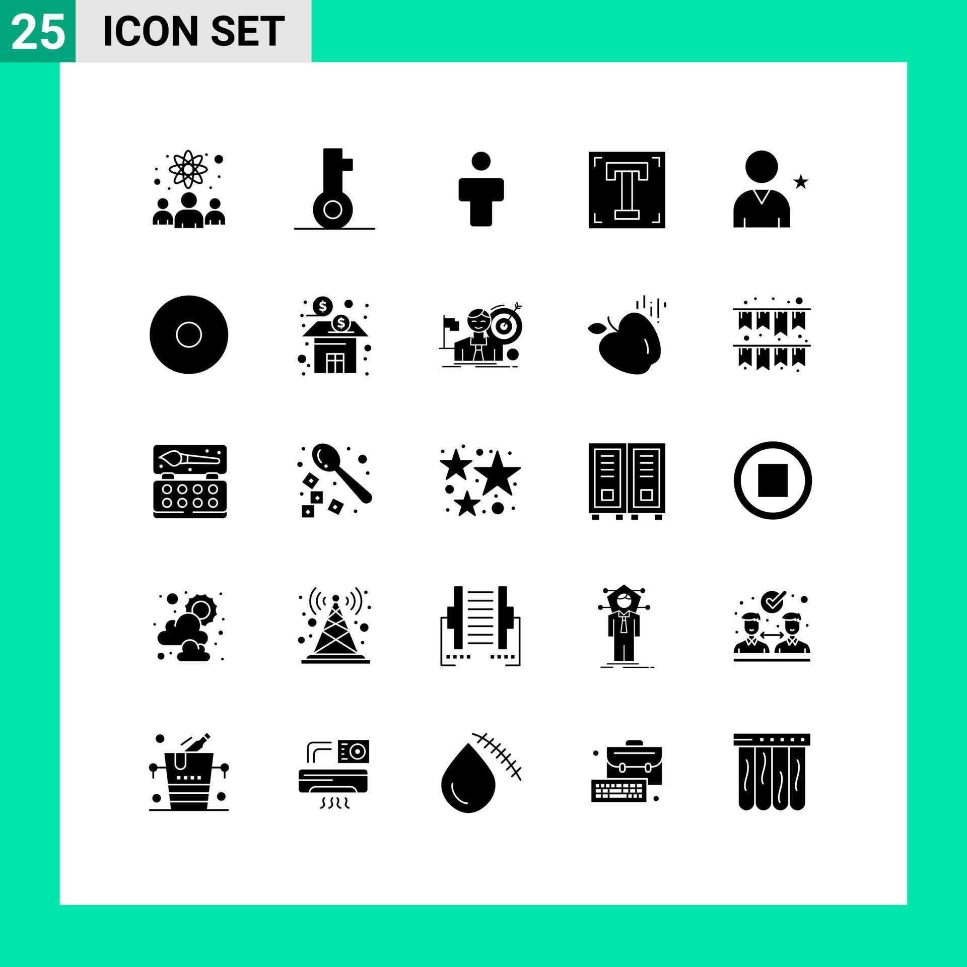 Pictogram Set of 25 Simple Solid Glyphs of favorite program avatar path ...