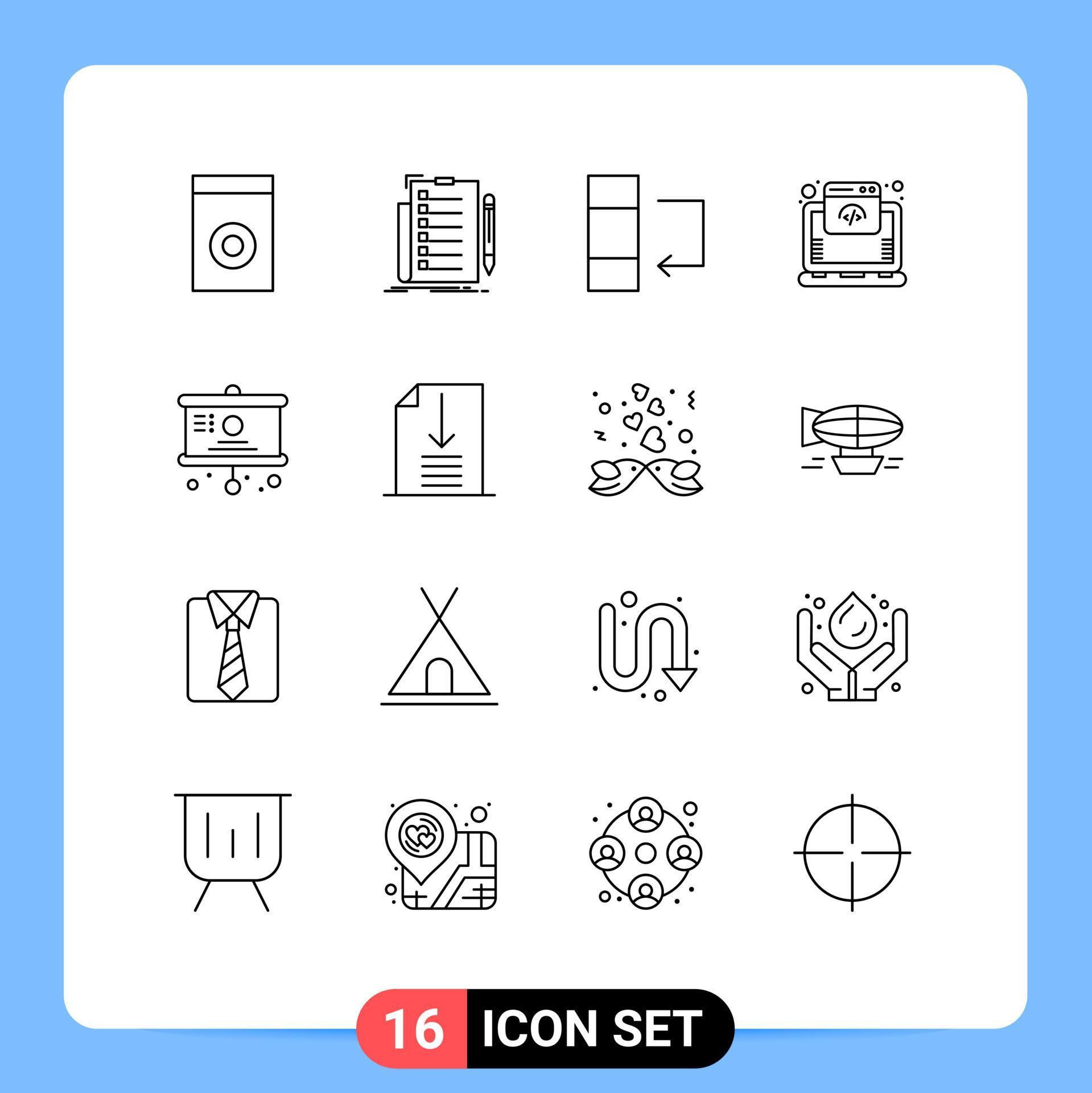 Set of 16 Vector Outlines on Grid for school board column online hosting Editable Vector Design ...