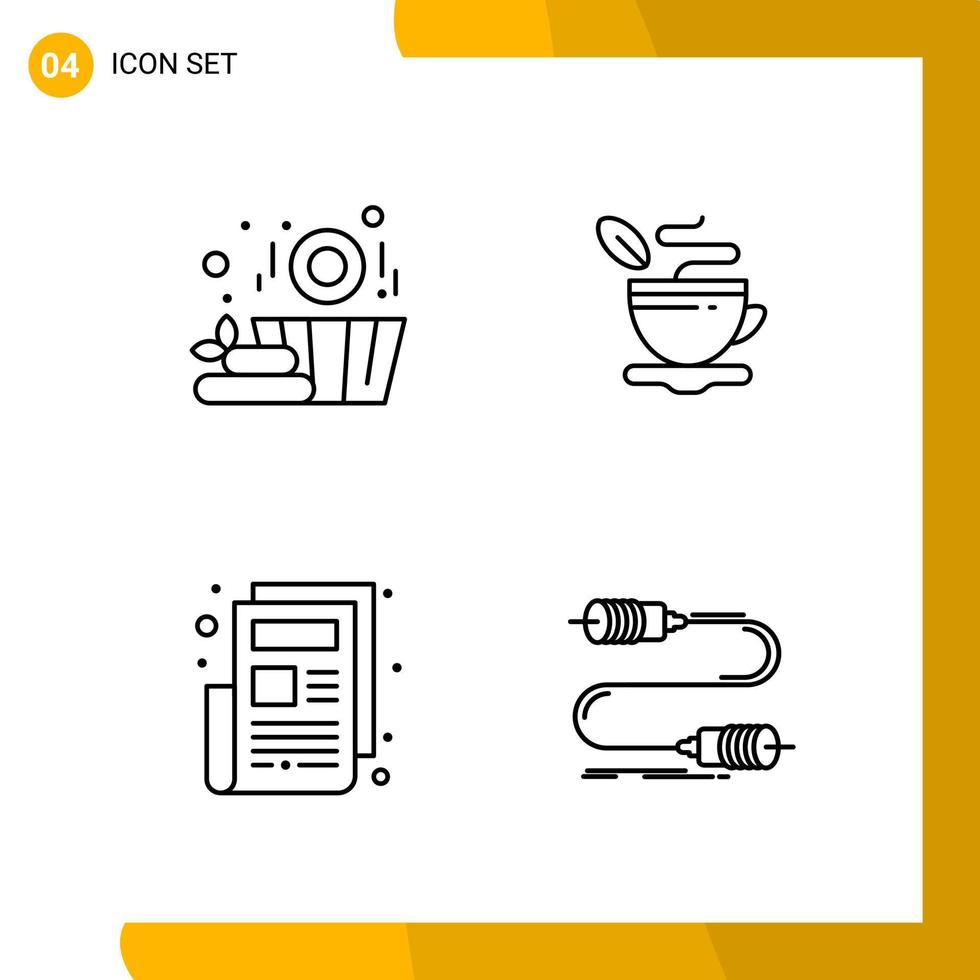 4 Icon Set Line Style Icon Pack Outline Symbols isolated on White ...