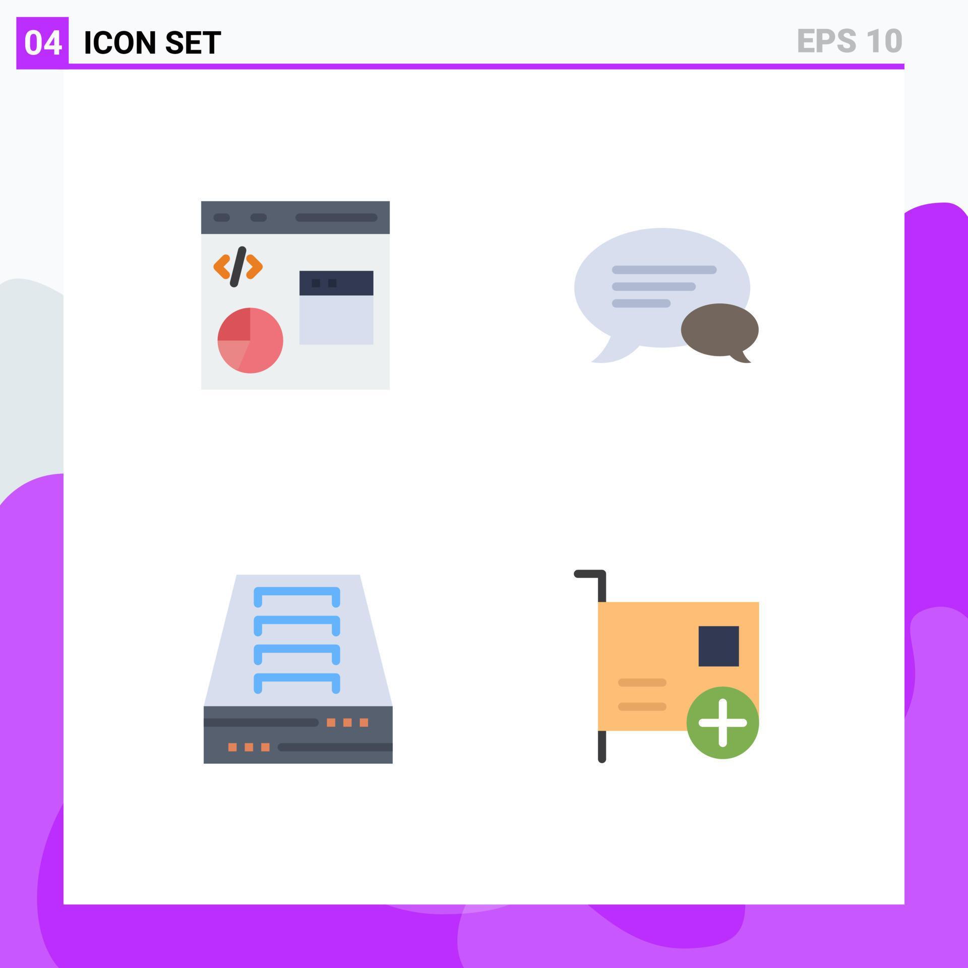 4 Thematic Vector Flat Icons and Editable Symbols of coding archive ...