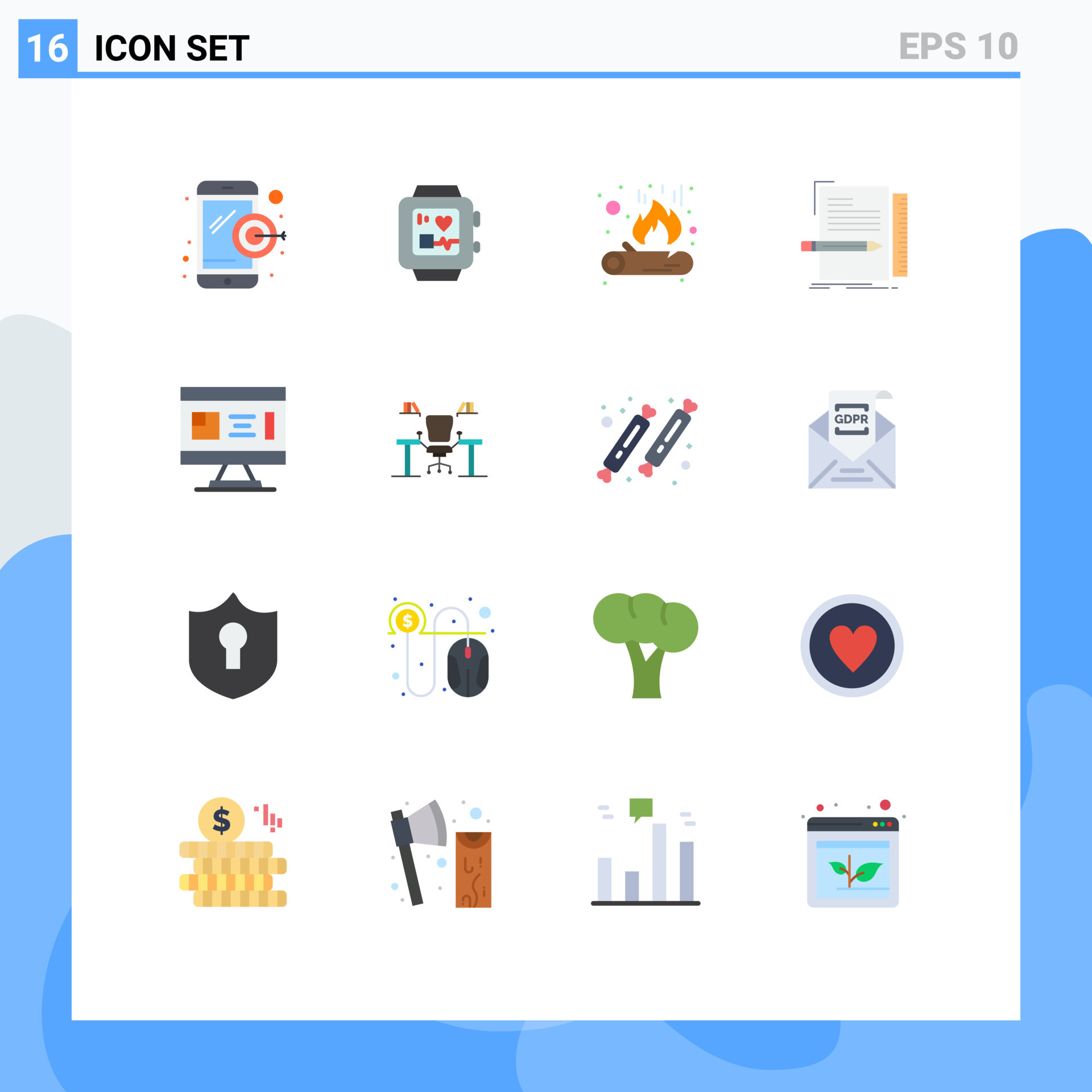 16 Creative Icons Modern Signs and Symbols of design blueprint flame ...