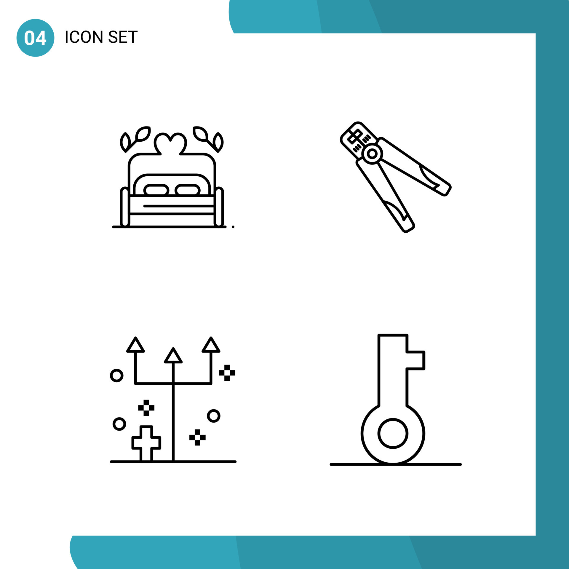 Vector Pack Of 4 Outline Symbols Line Style Icon Set On White Background For Web And Mobile