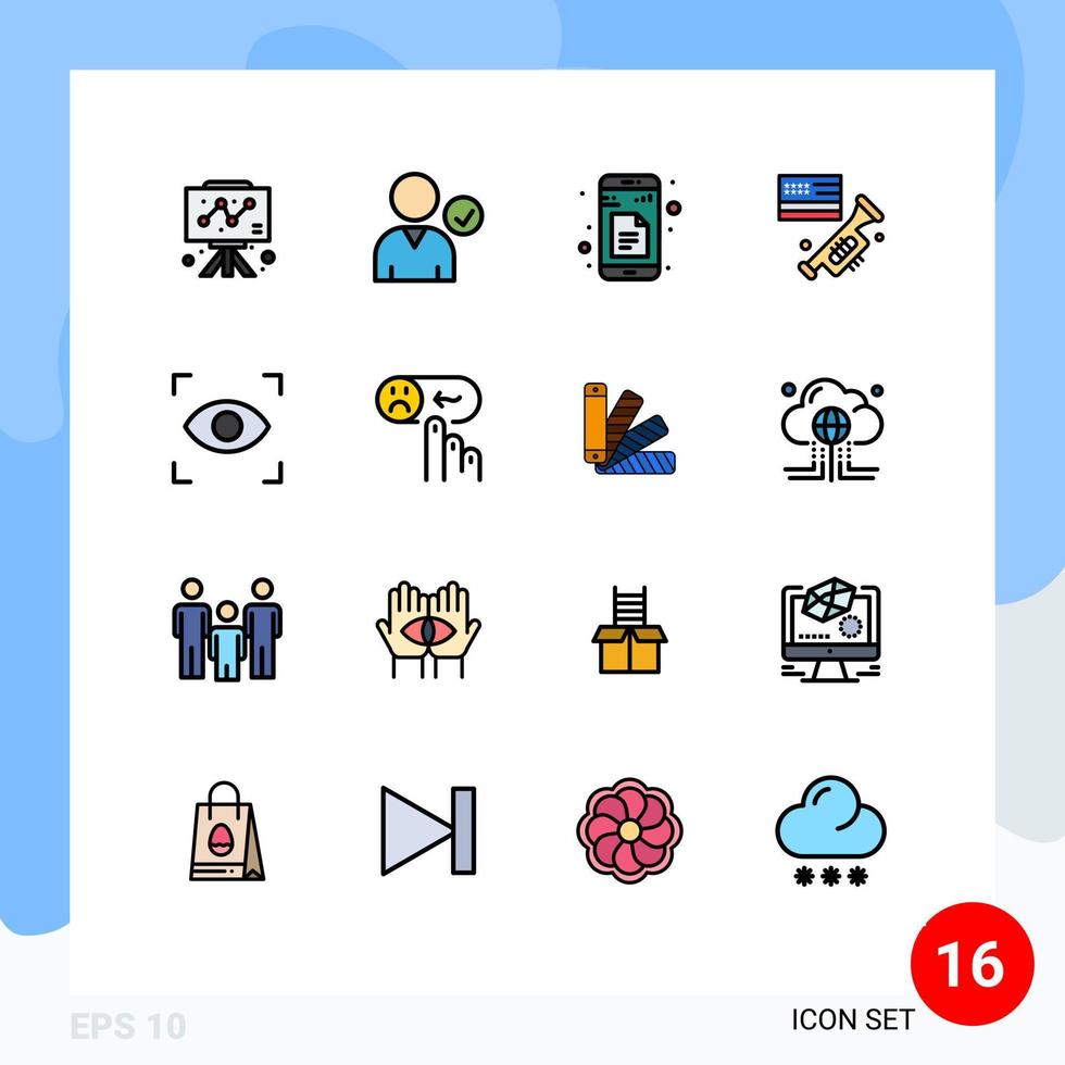 Set of 16 Modern UI Icons Symbols Signs for view eye docs american ...