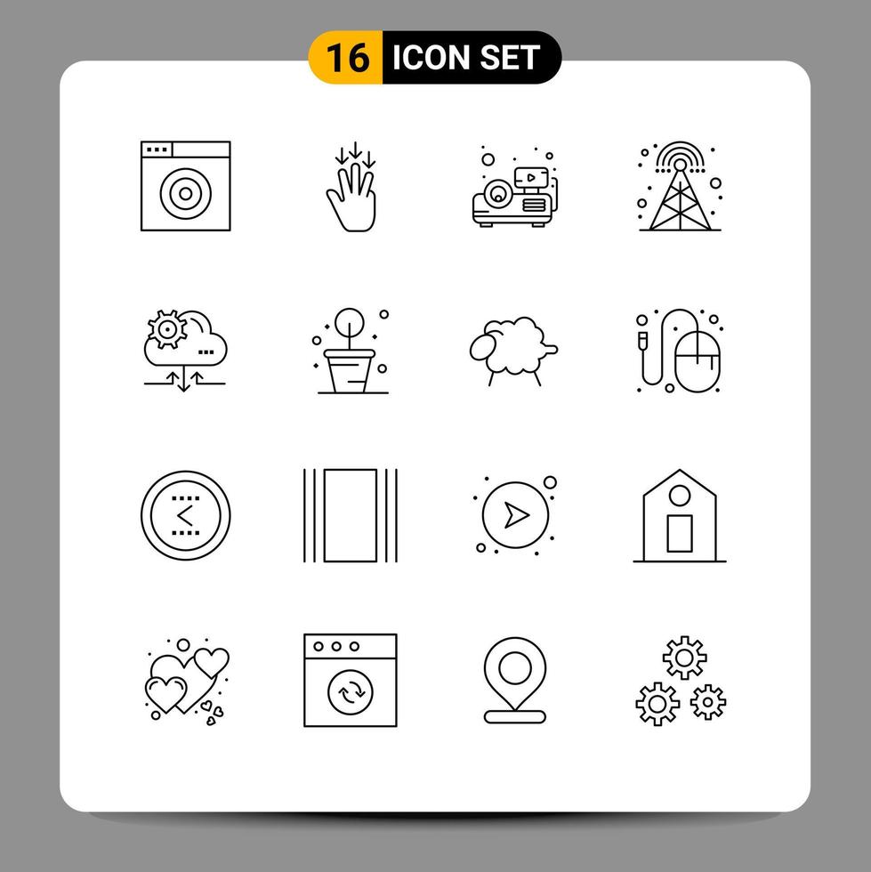 User Interface Pack Of 16 Basic Outlines Of Arrow Setting Presentation