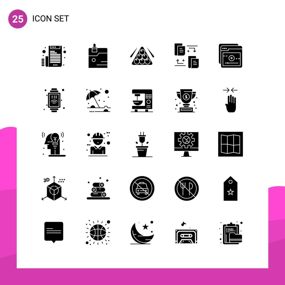 Glyph Icon set Pack of 25 Solid Icons isolated on White Background for ...