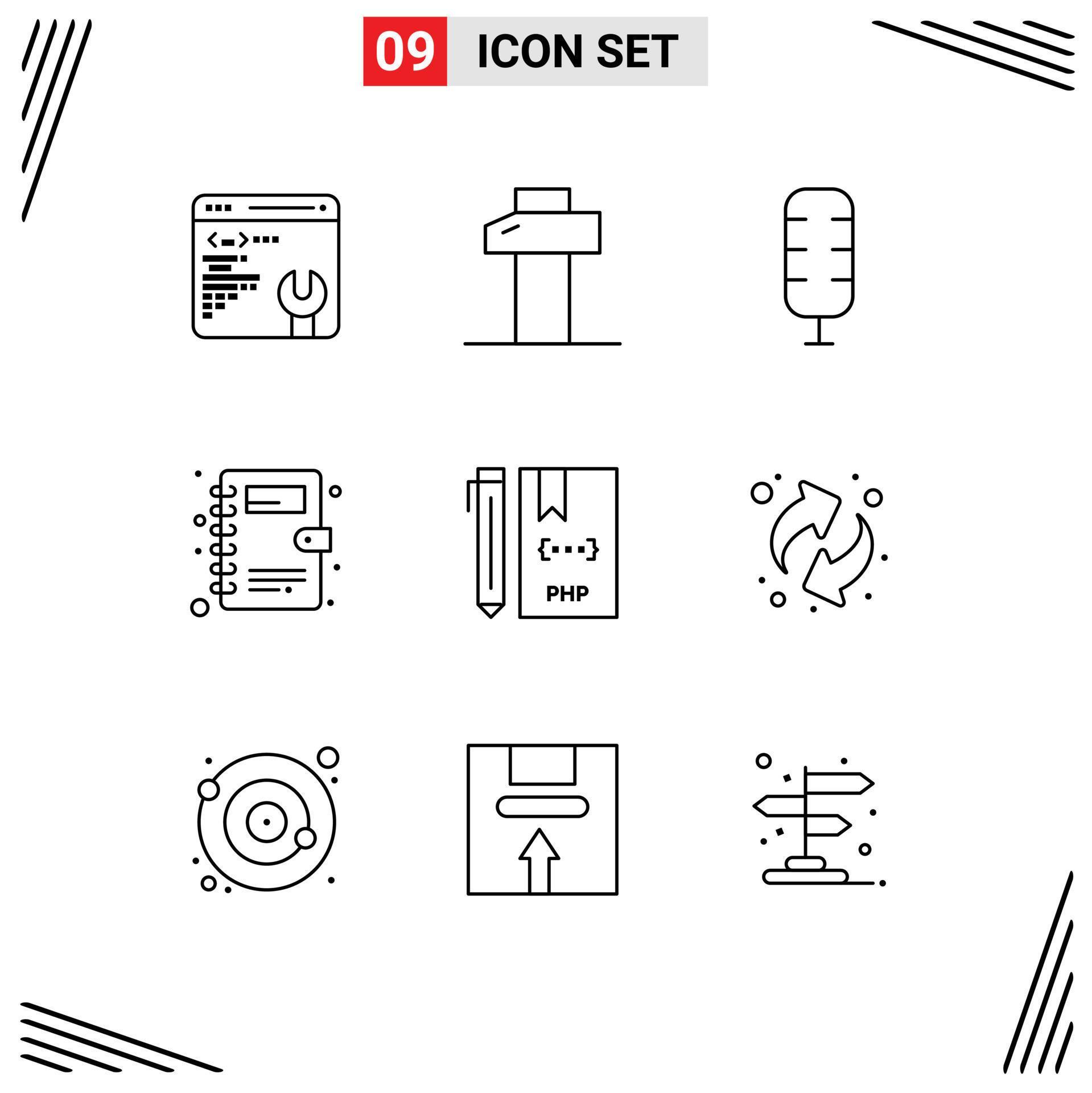 Set Of 9 Vector Outlines On Grid For Arrows File Sport Development Coding Editable Vector Design