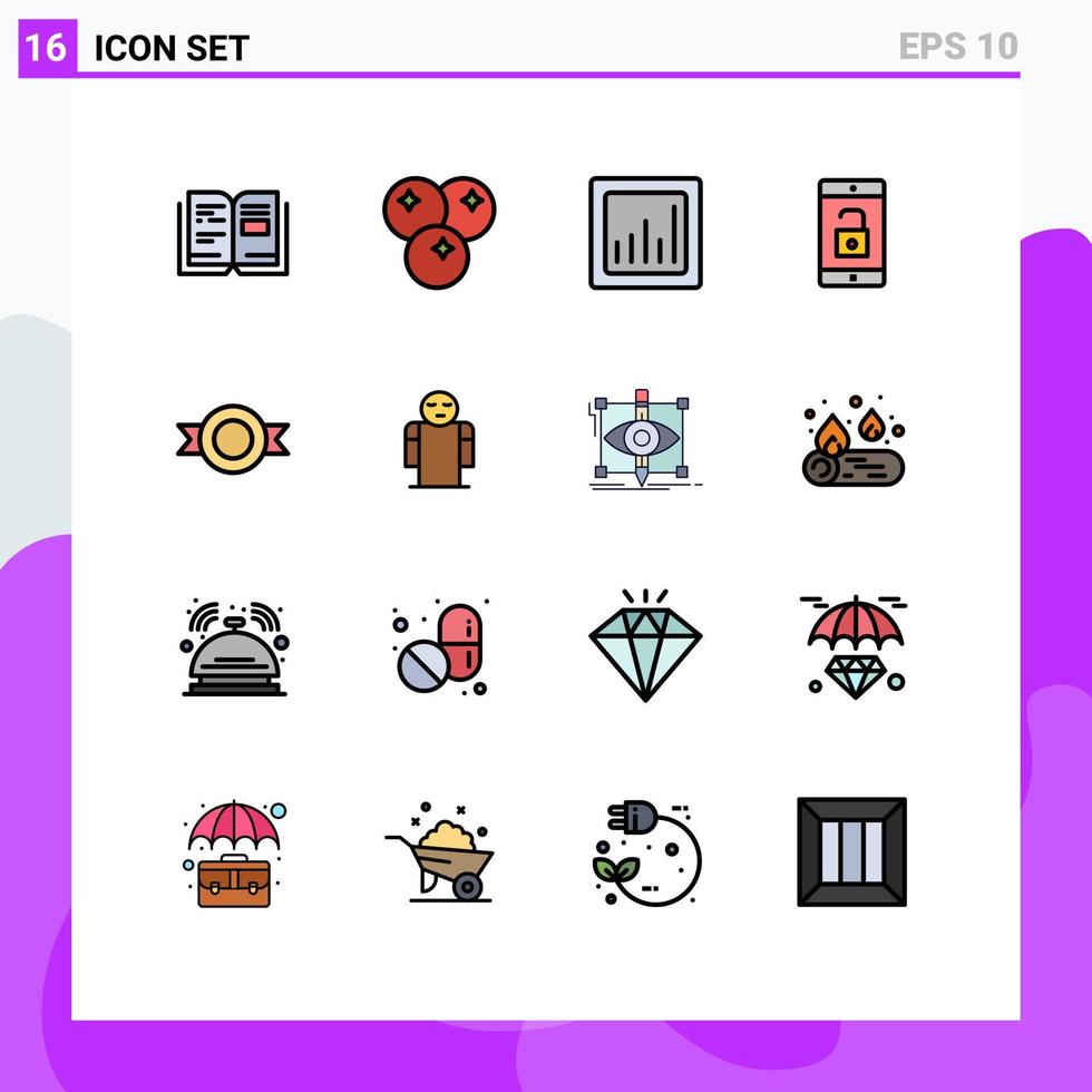 16 User Interface Flat Color Filled Line Pack of modern Signs and ...