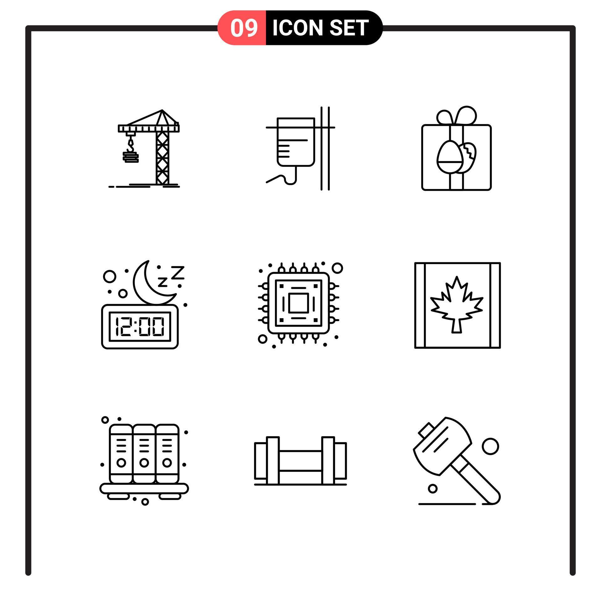 Set of 9 Line Style Icons for web and mobile Outline Symbols for print ...