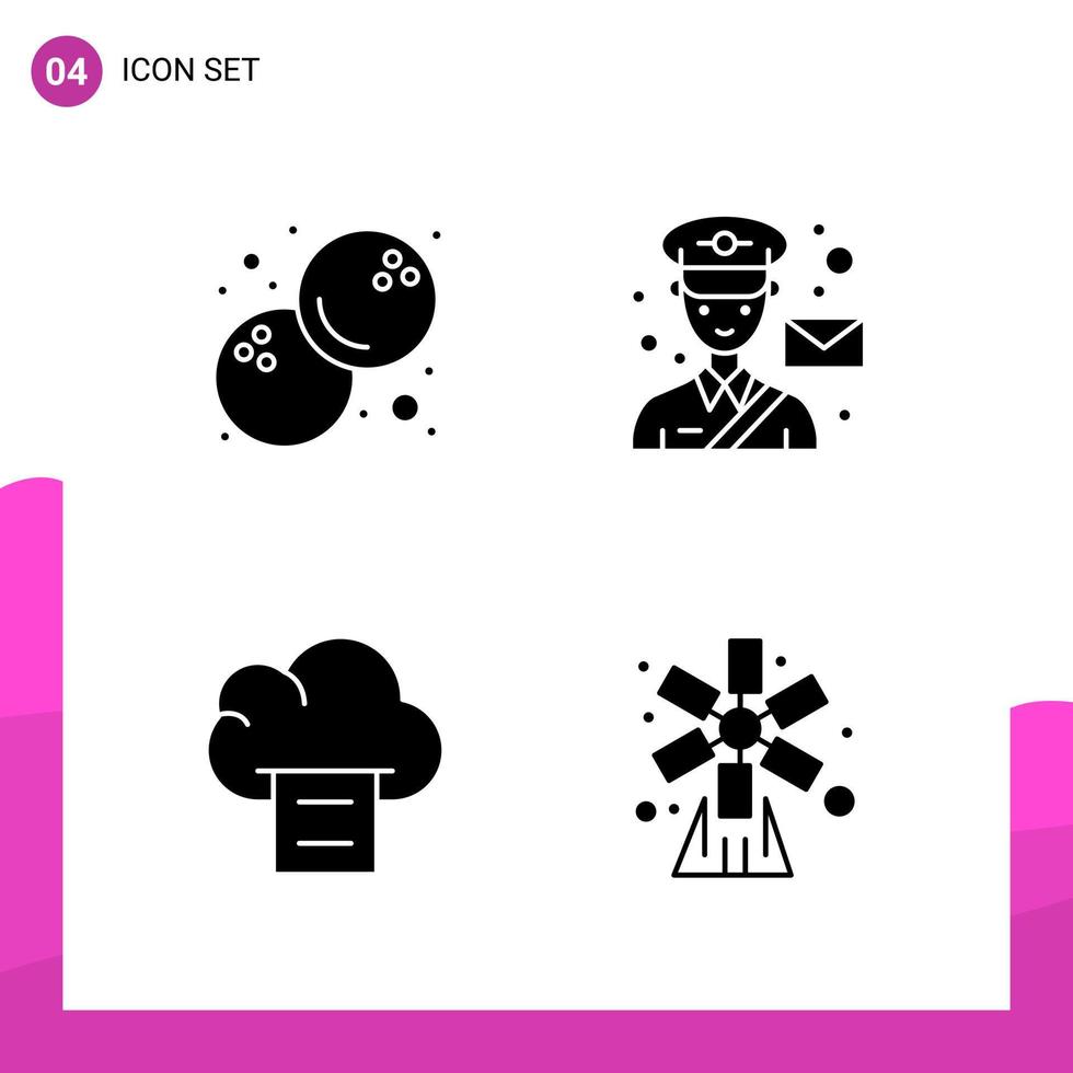 Glyph Icon set Pack of 4 Solid Icons isolated on White Background for ...