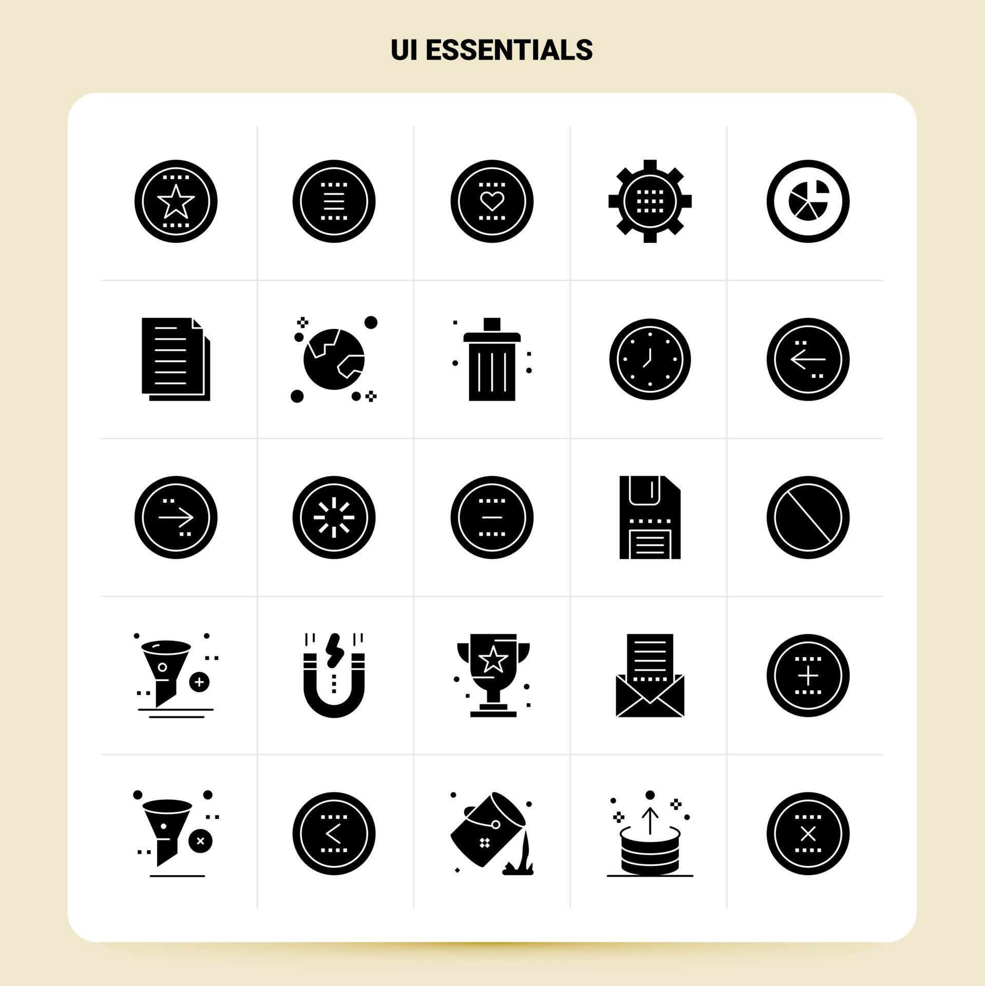 Solid 25 Ui Essentials Icon set Vector Glyph Style Design Black Icons ...