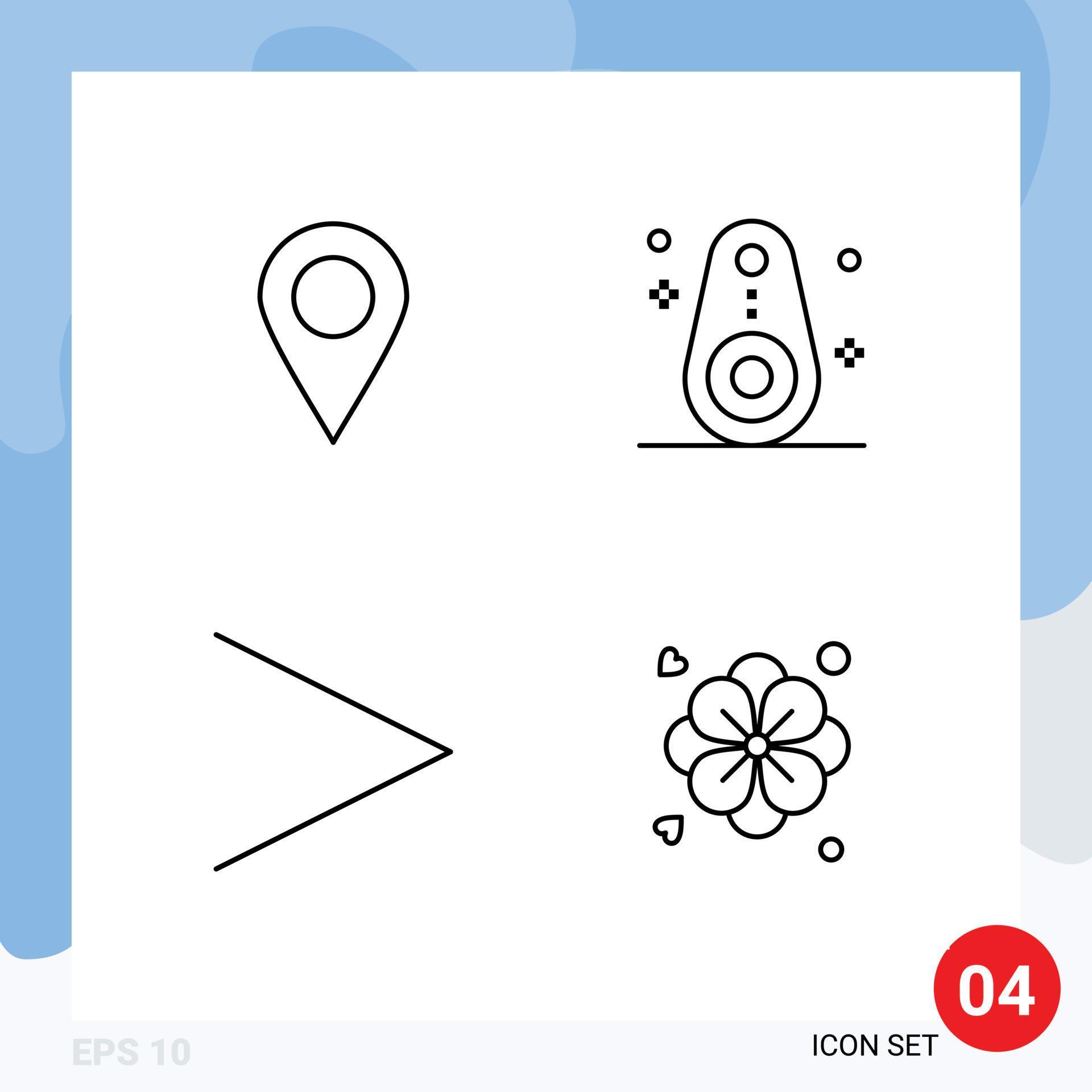 4 Universal Filledline Flat Colors Set For Web And Mobile Applications Location Right Bluetooth