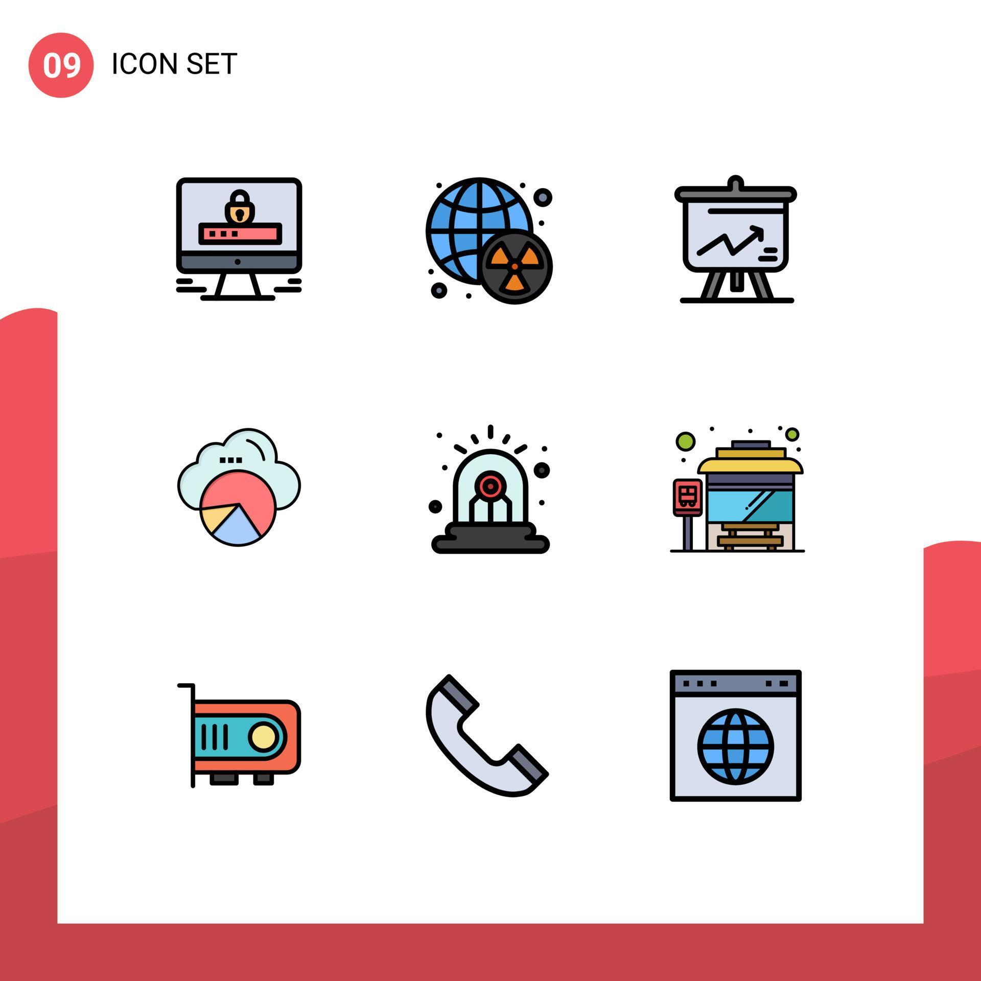 Set of 9 Modern UI Icons Symbols Signs for alert cloud scince analytics ...