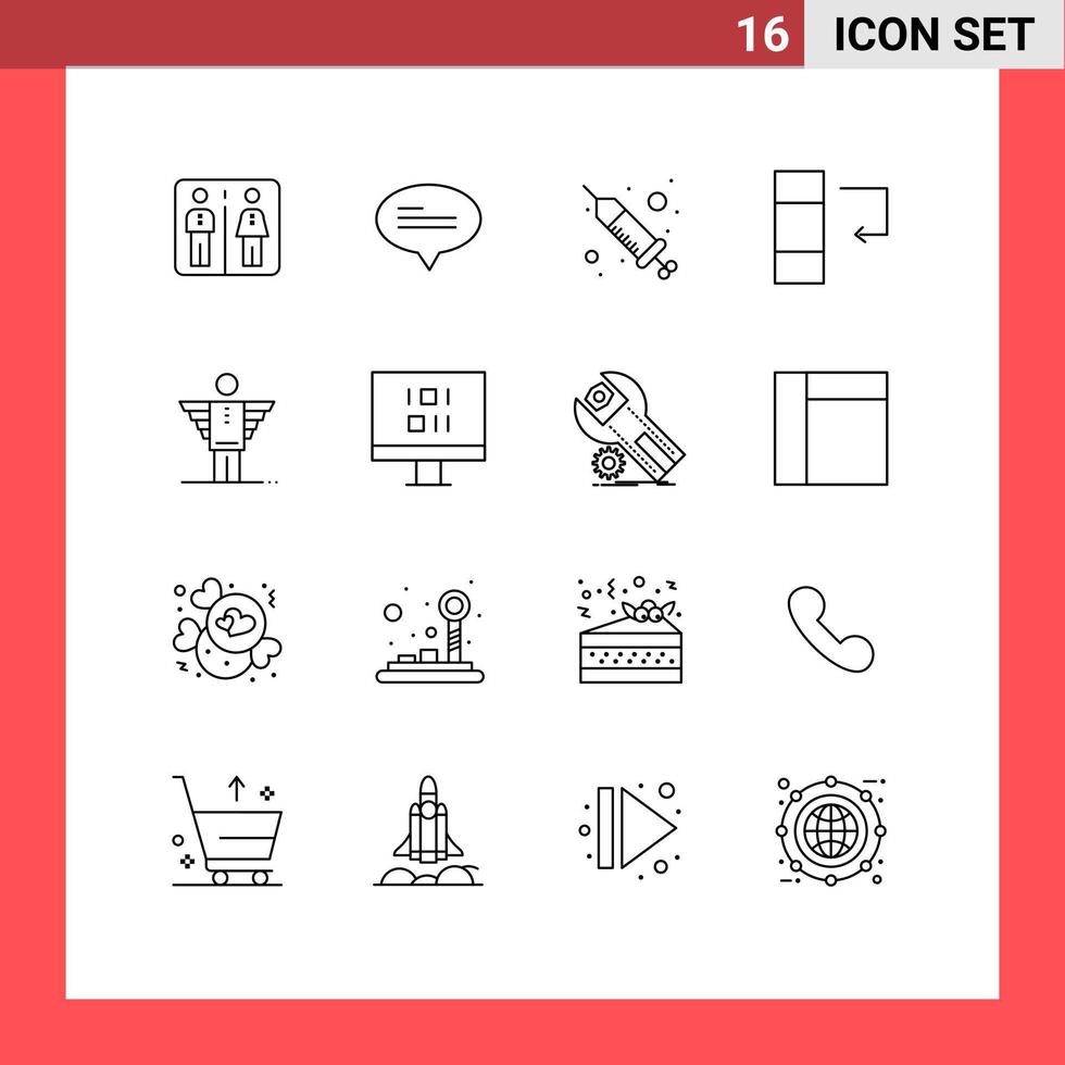16 User Interface Outline Pack of modern Signs and Symbols of freedom ...