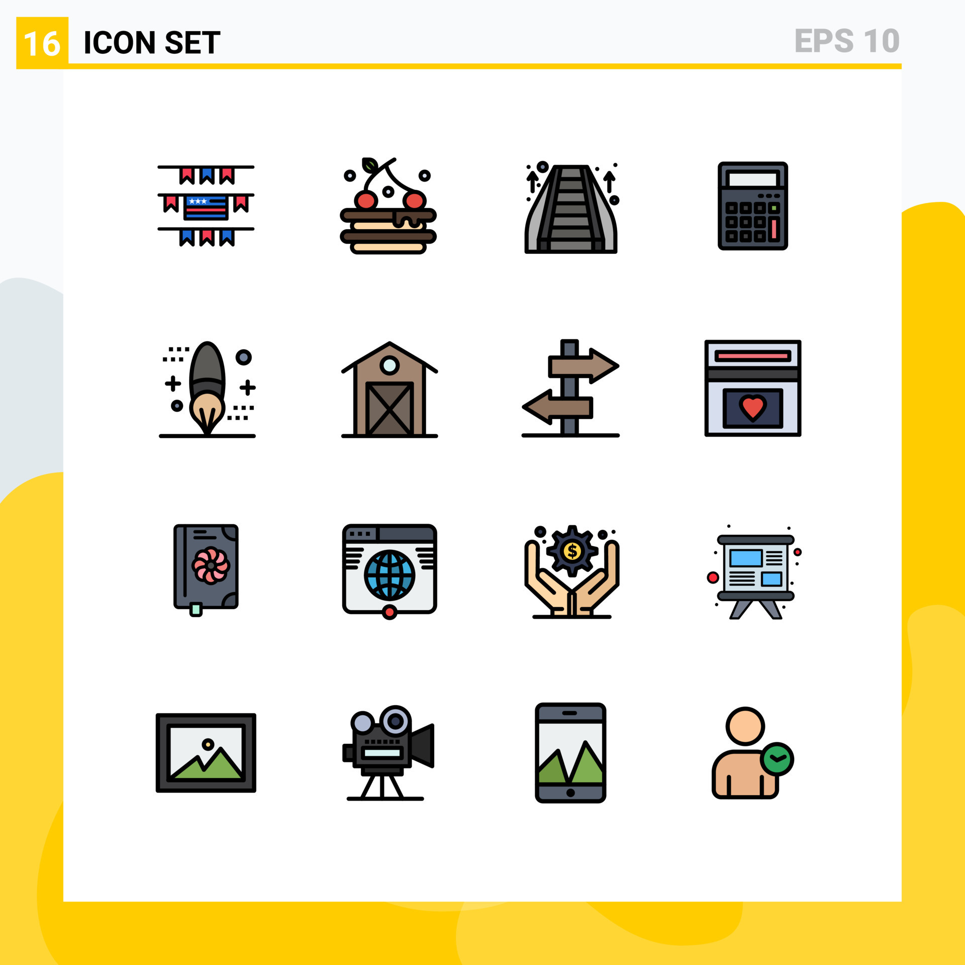 Editable Vector Line Pack Of 16 Simple Flat Color Filled Lines Of Development Coding Staircase