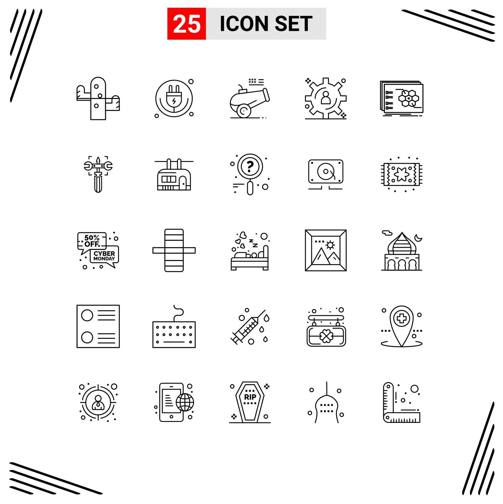 User Interface Pack of 25 Basic Lines of strategic data management wifi ...