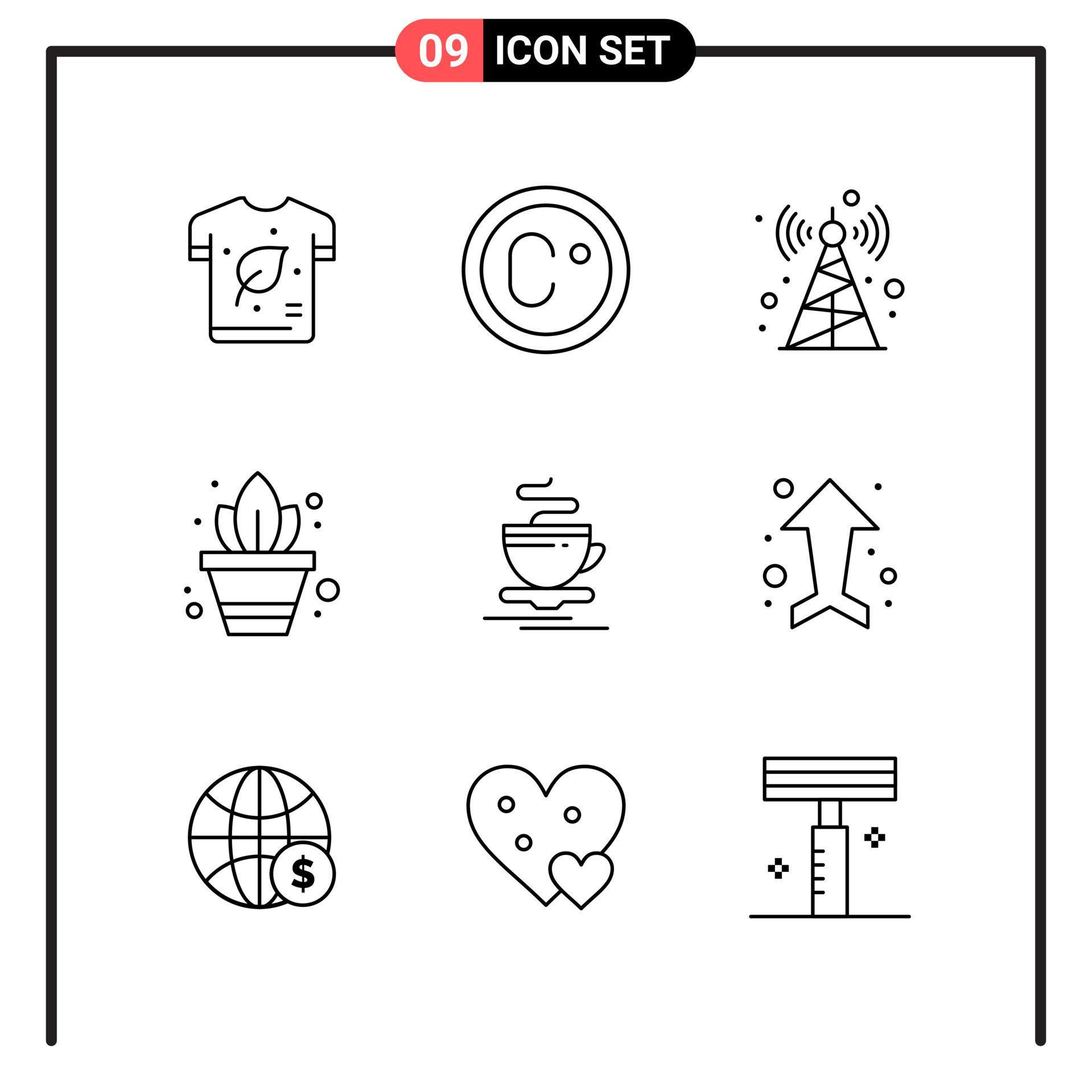 Set of 9 Line Style Icons for web and mobile Outline Symbols for print ...