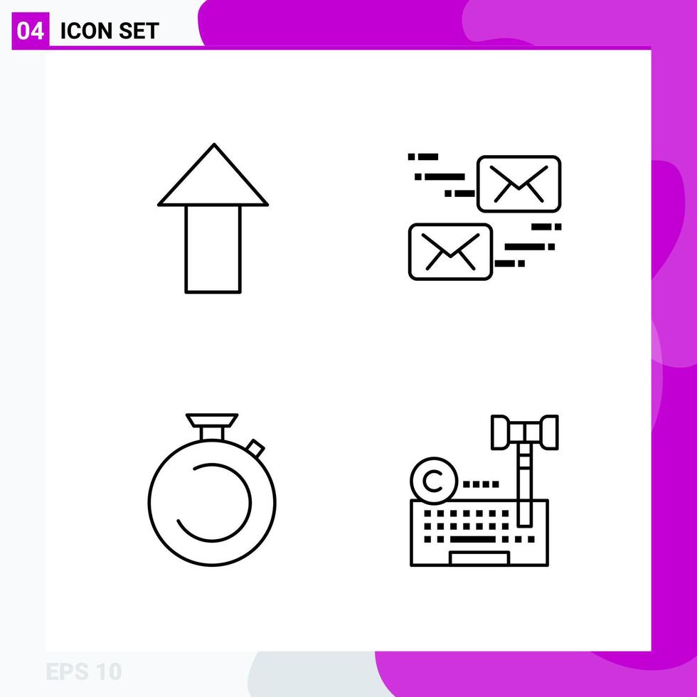 Line Icon set Pack of 4 Outline Icons isolated on White Background for ...