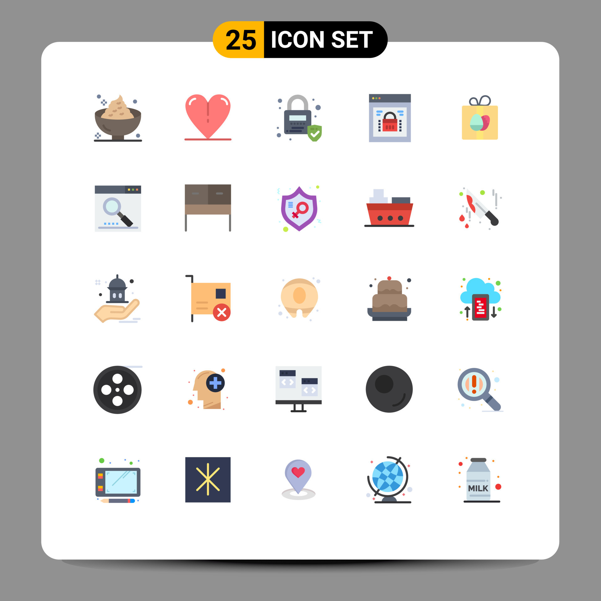 Stock Vector Icon Pack of 25 Line Signs and Symbols for box web ...