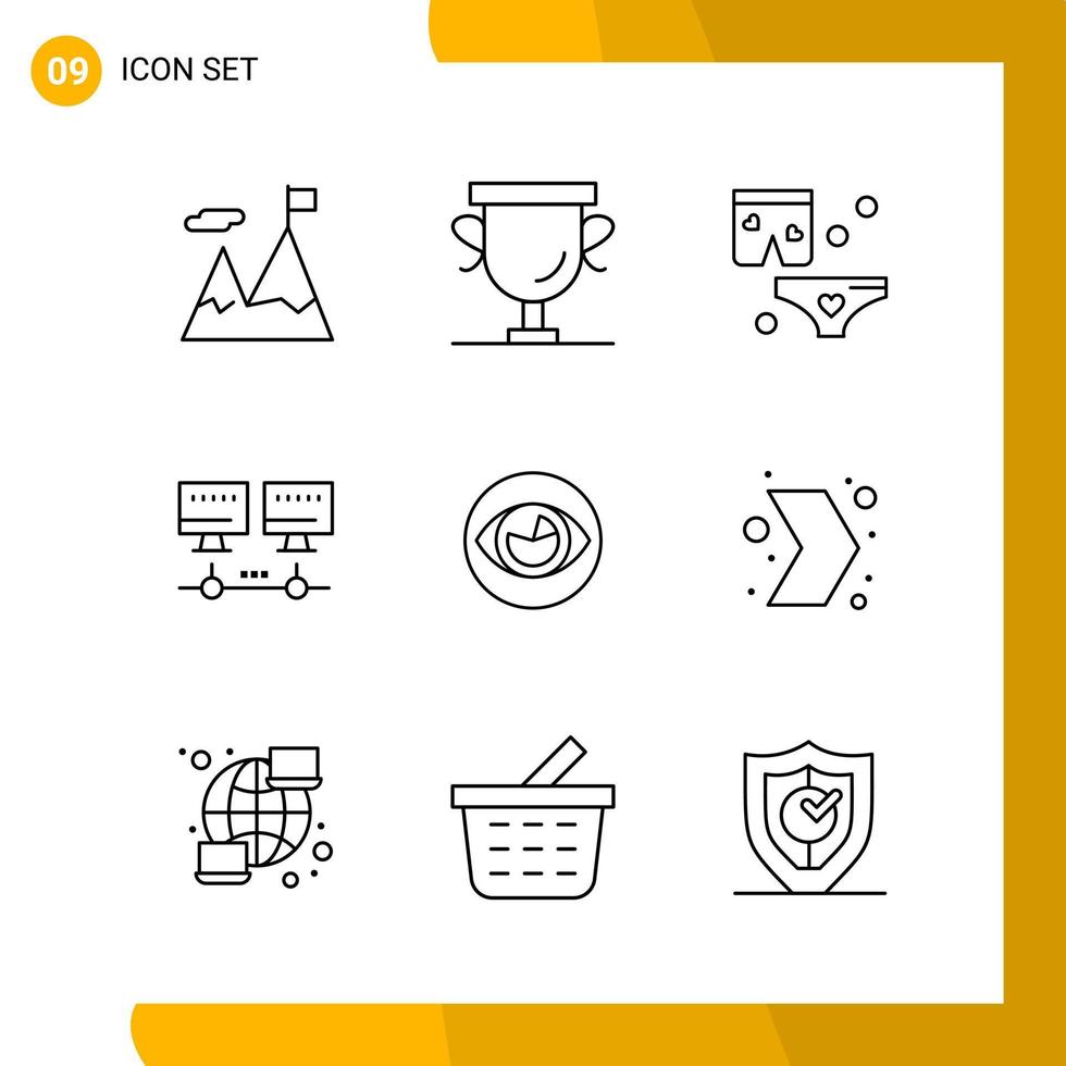 9 Icon Set Line Style Icon Pack Outline Symbols isolated on White ...