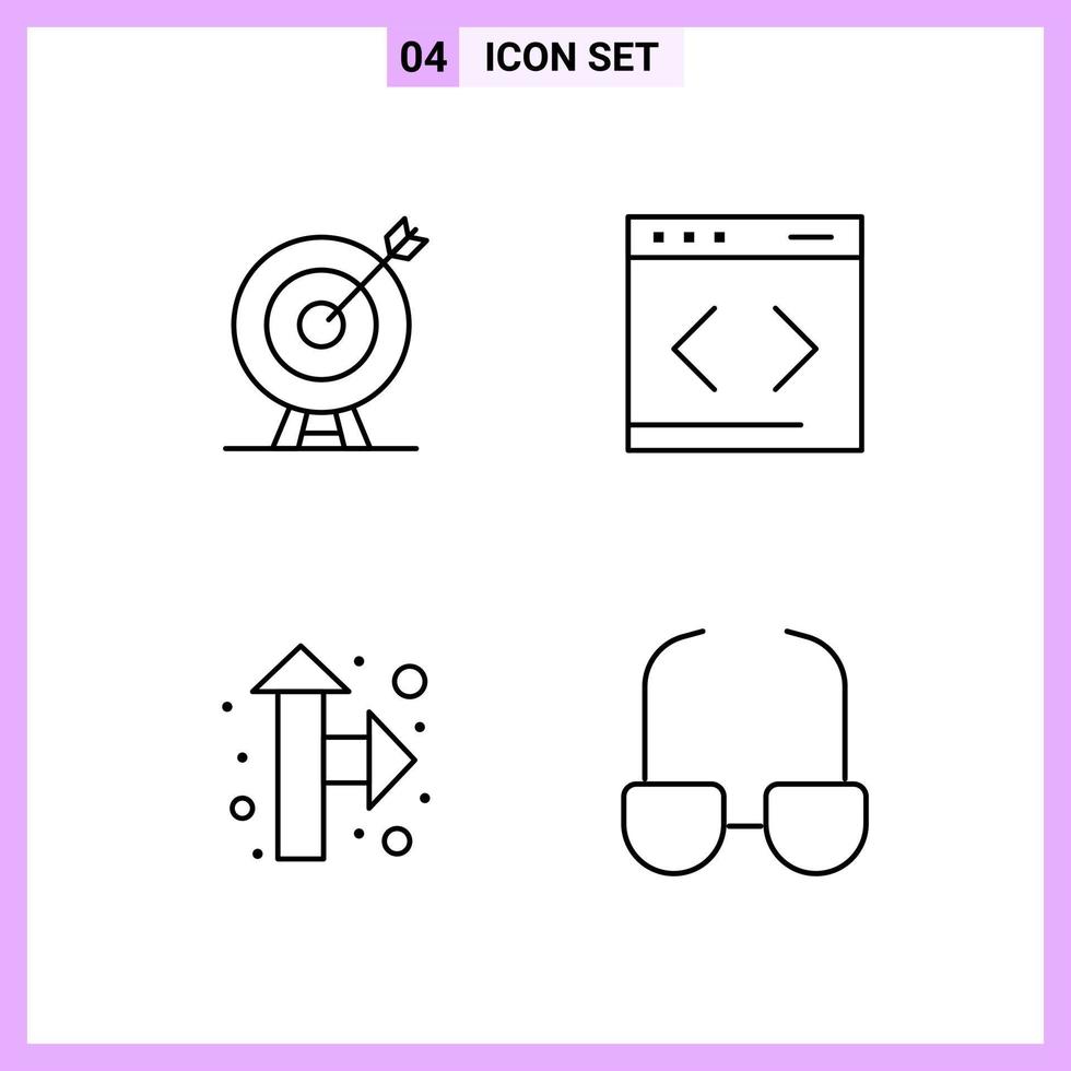 4 Icons in Line Style Outline Symbols on White Background Creative ...