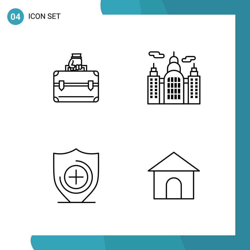 Vector Pack Of 4 Outline Symbols Line Style Icon Set On White Background For Web And Mobile