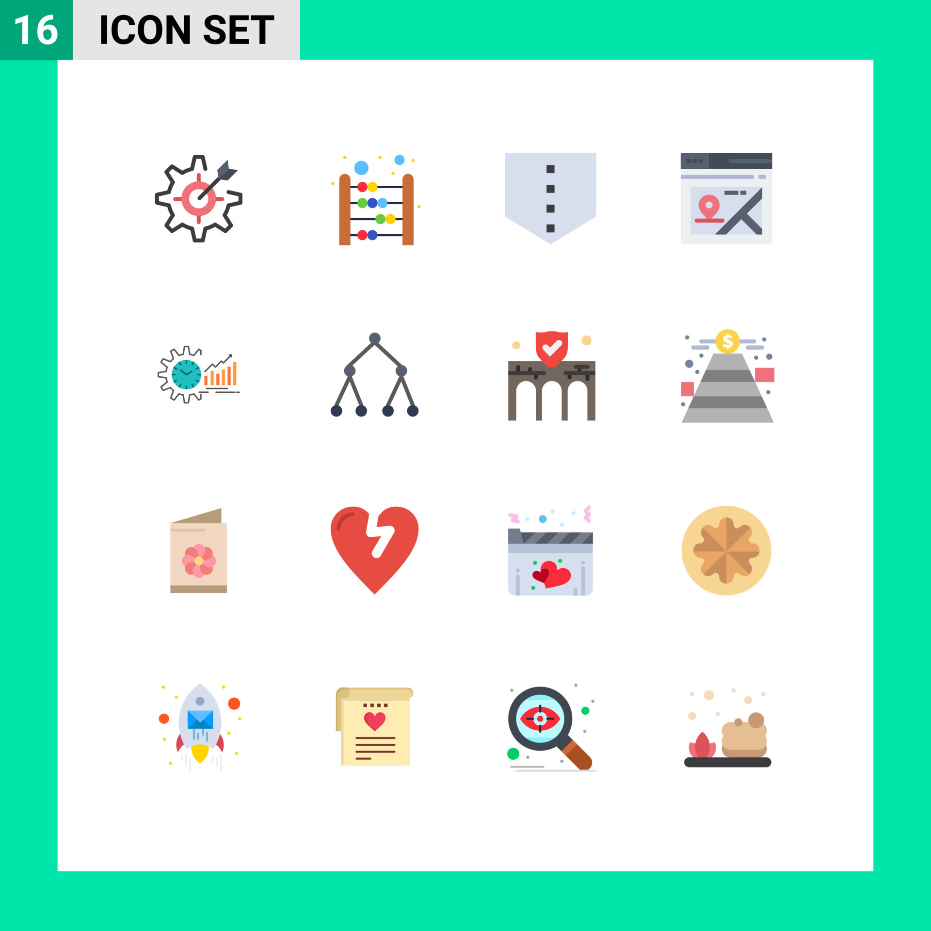 16 Thematic Vector Flat Colors And Editable Symbols Of Graphs Chart Mathematics Map Page