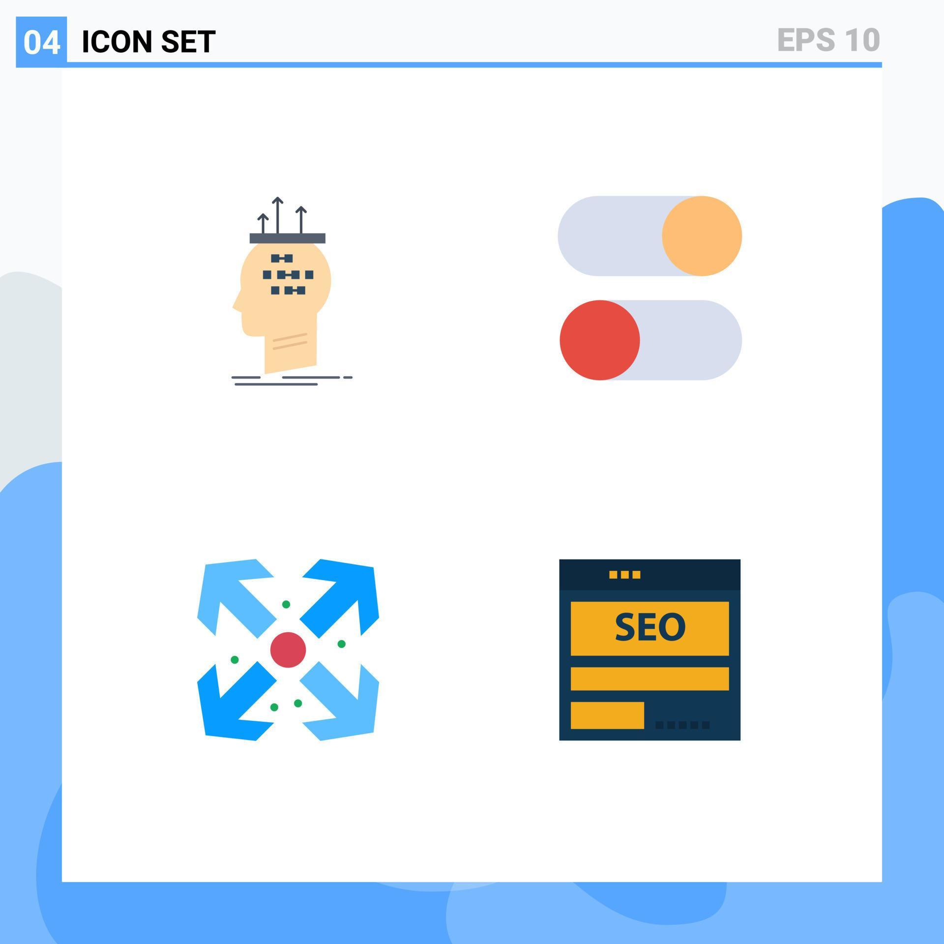 Set Of 4 Modern Ui Icons Symbols Signs For Algorithm Settings Process Layout Enlarge Editable