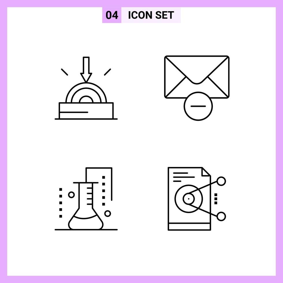 4 Icons in Line Style Outline Symbols on White Background Creative ...