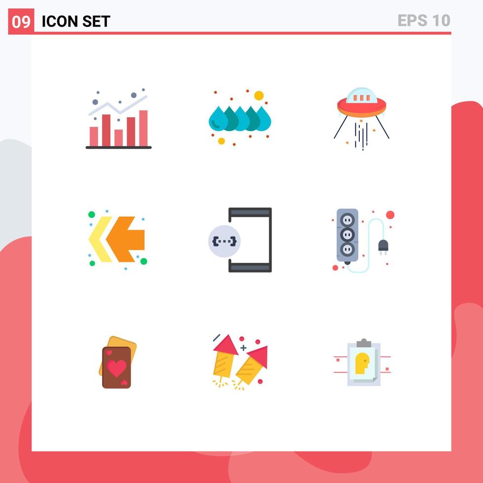 Pictogram Set of 9 Simple Flat Colors of coding left space ship fast ...