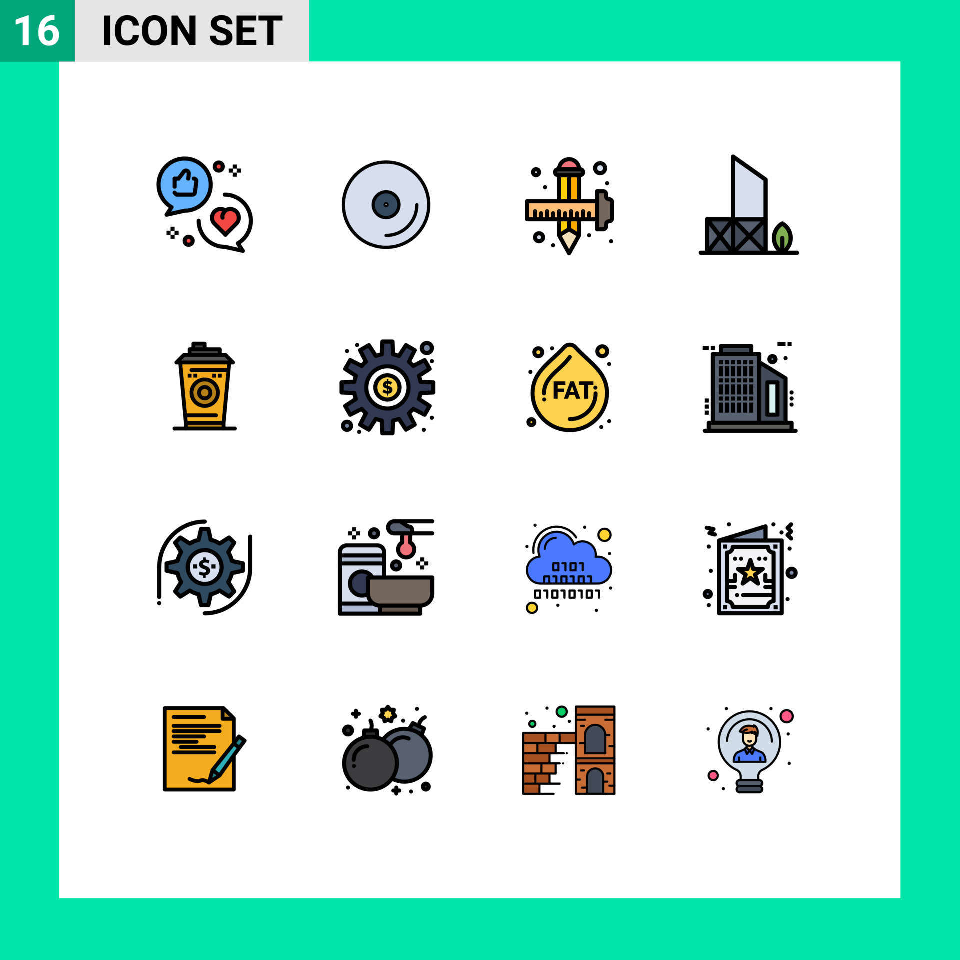 paquete de iconos de vector de stock de 16 signos y símbolos de línea ... paquete de iconos de vector de stock de 16 signos y símbolos de línea ...