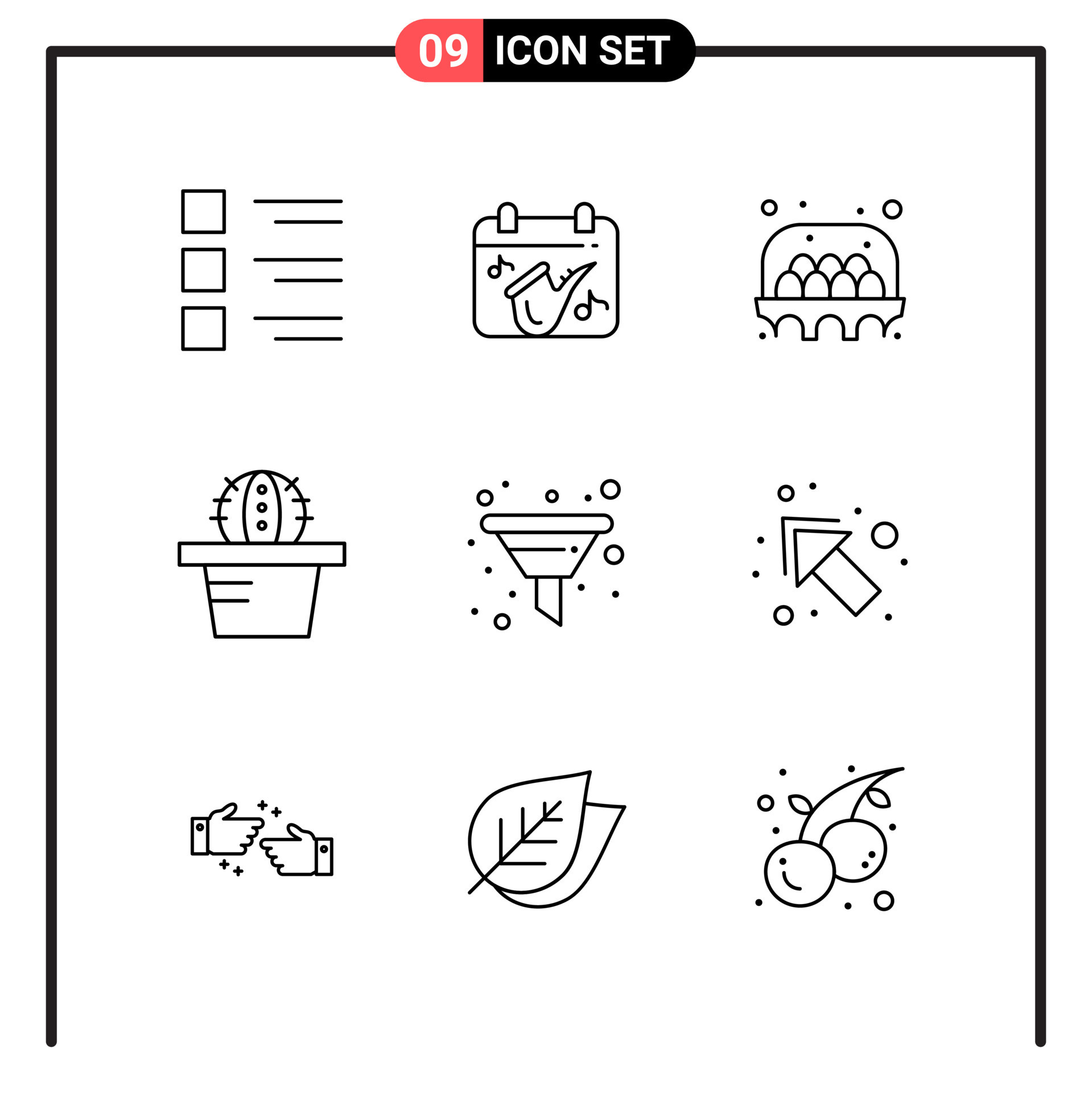 Set of 9 Line Style Icons for web and mobile Outline Symbols for print ...