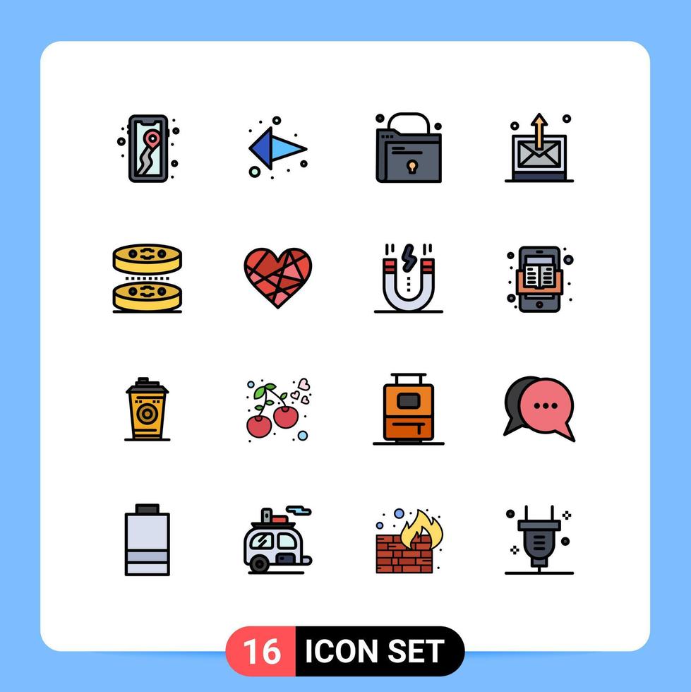 Group Of 16 Flat Color Filled Lines Signs And Symbols For Laboratory Bacteria Folder Technology