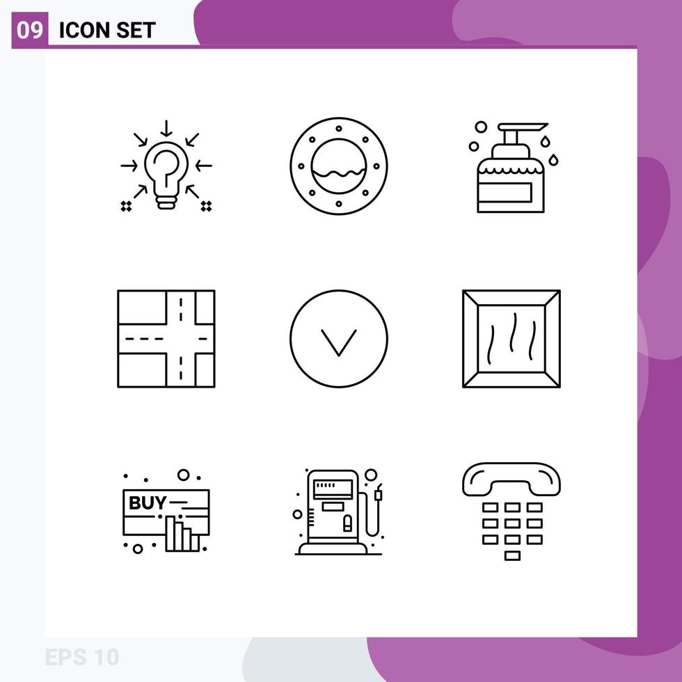 Modern Set of 9 Outlines and symbols such as bundle circle cleaning arrow spray Editable Vector ...