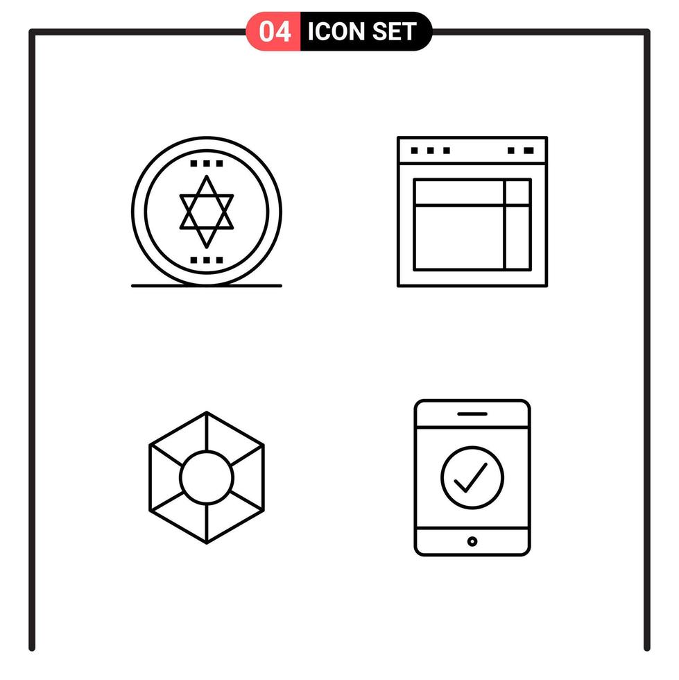 Set of 4 Line Style Icons for web and mobile Outline Symbols for print ...