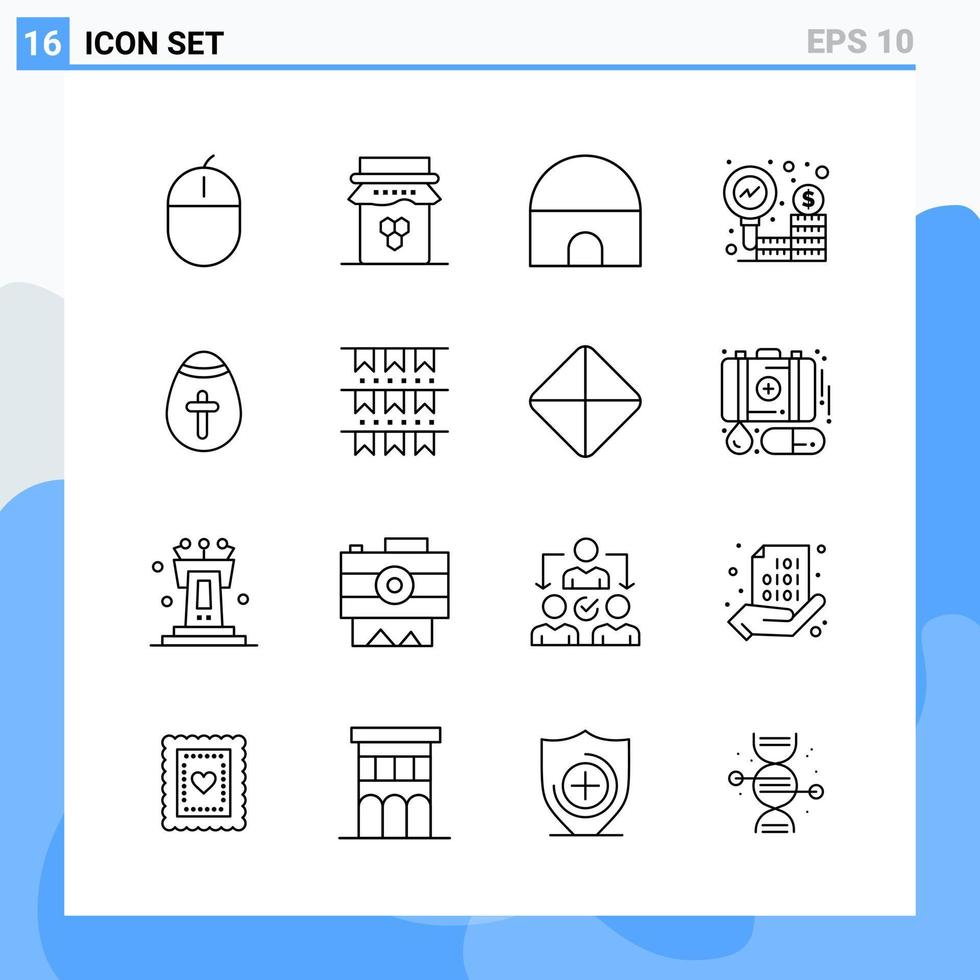 Modern 16 Line style icons Outline Symbols for general use Creative ...
