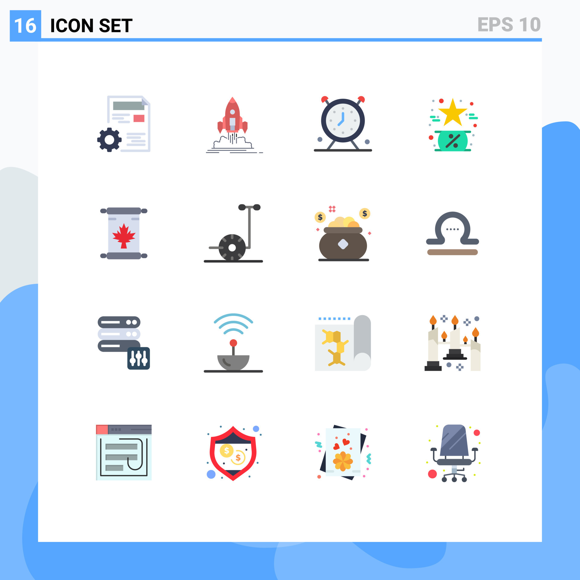 16 User Interface Flat Color Pack Of Modern Signs And Symbols Of Friday Black Startup Timer