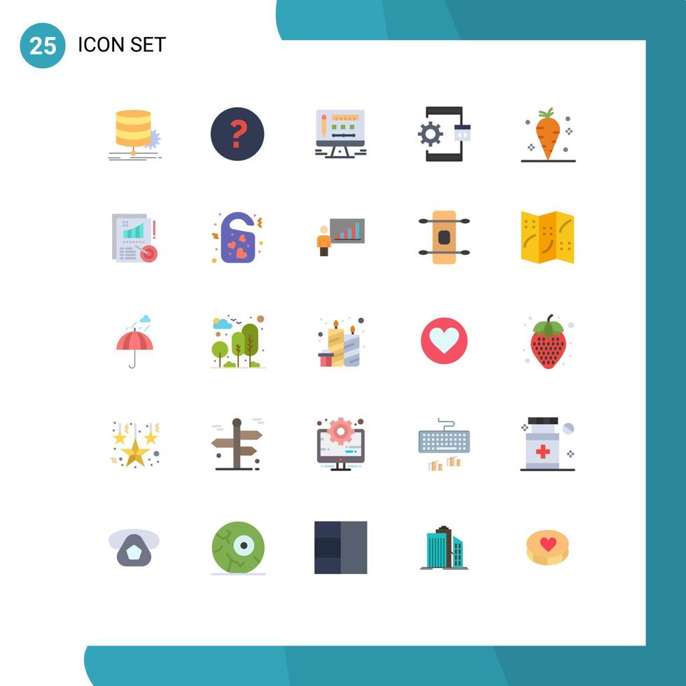 25 User Interface Flat Color Pack of modern Signs and Symbols of thanksgiving process monitor ...