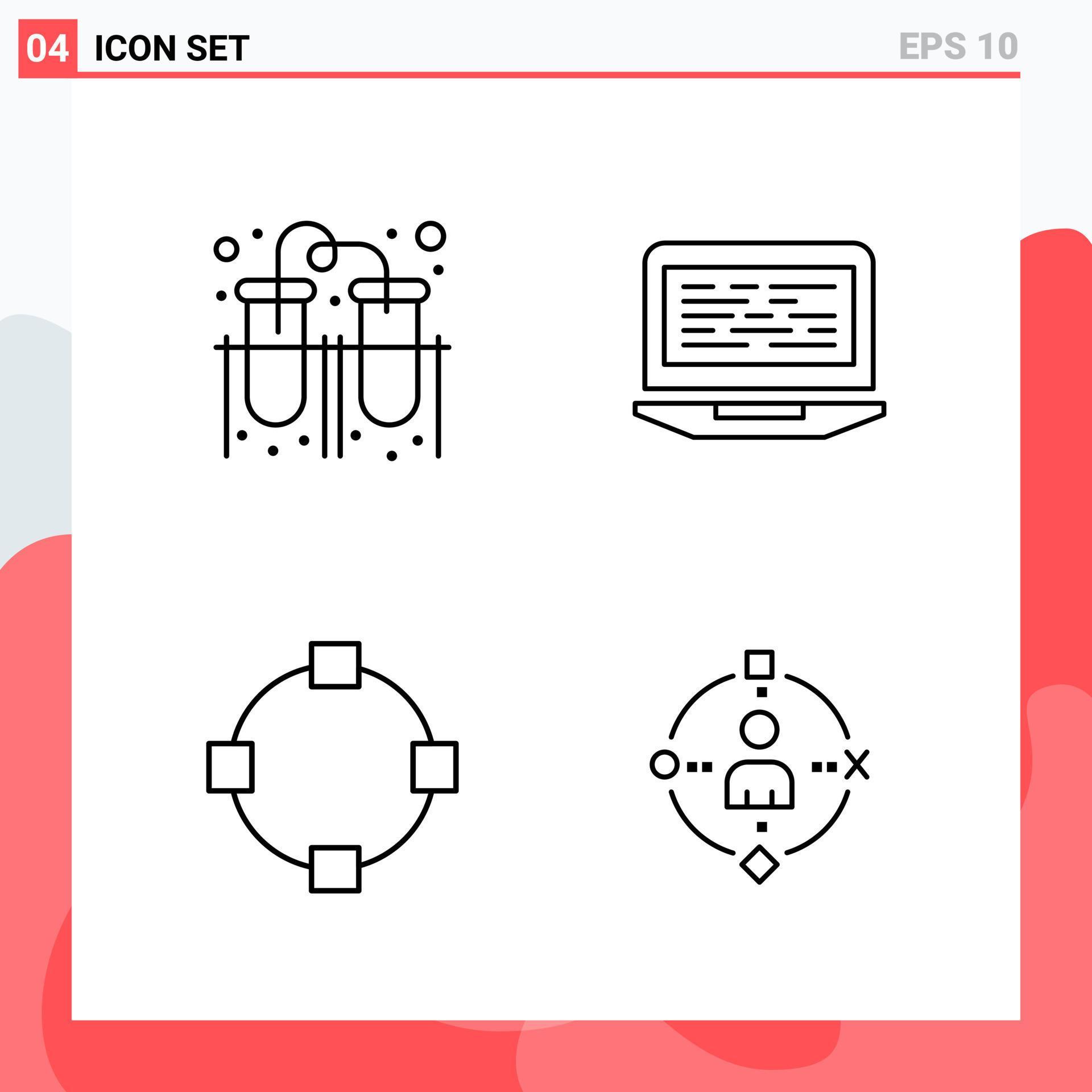 Collection Of 4 Vector Icons In Line Style Modern Outline Symbols For Web And Mobile Line Icon