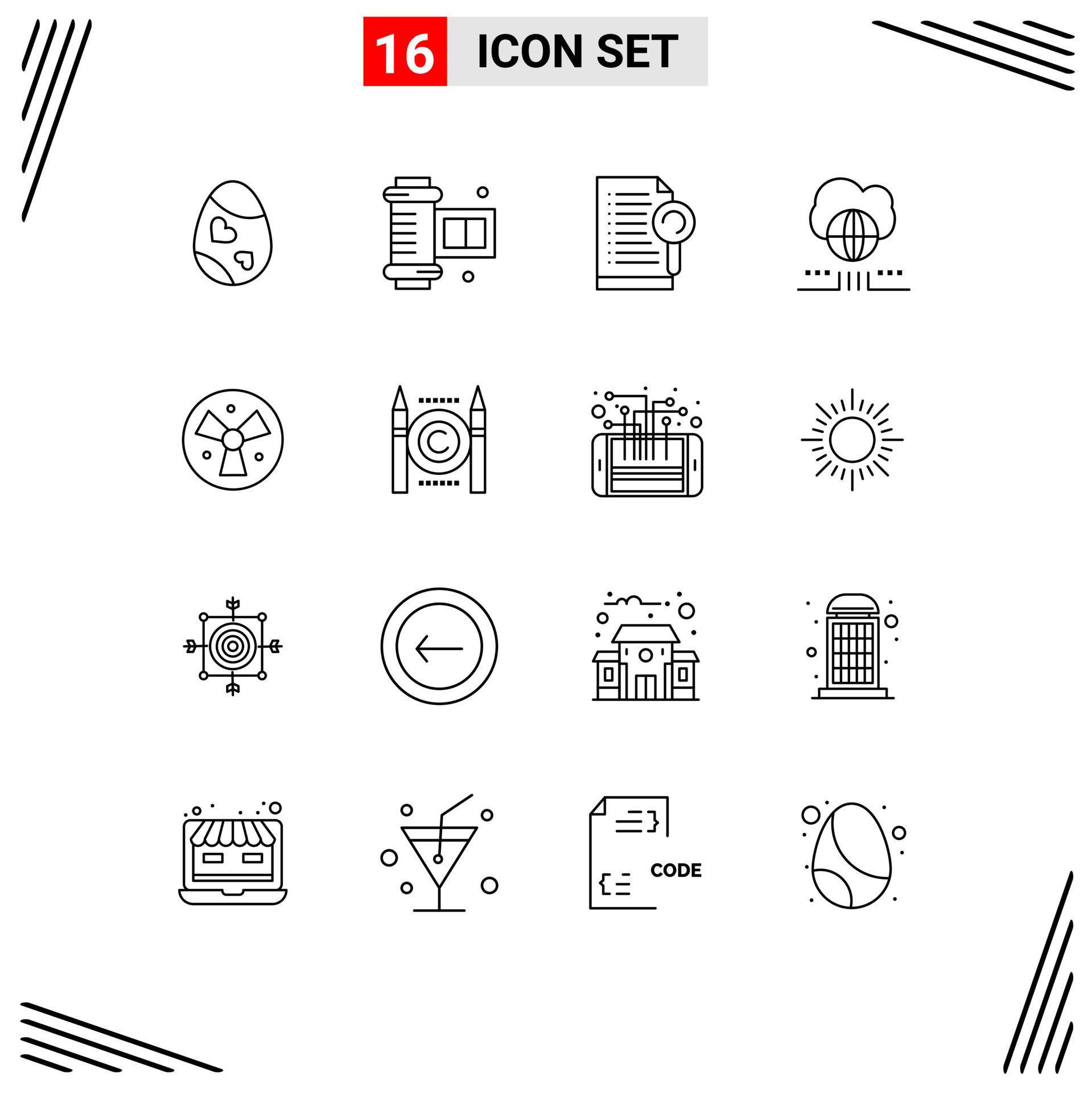 16 User Interface Outline Pack Of Modern Signs And Symbols Of Warining Cloud Document Network