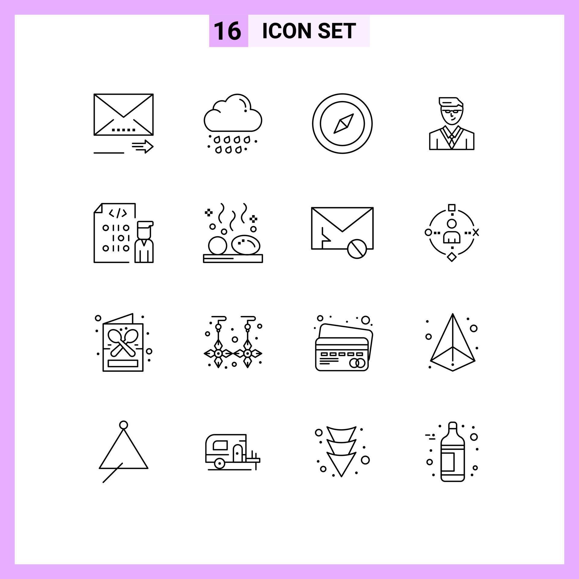 Set of 16 Vector Outlines on Grid for development coding compass student user Editable Vector ...