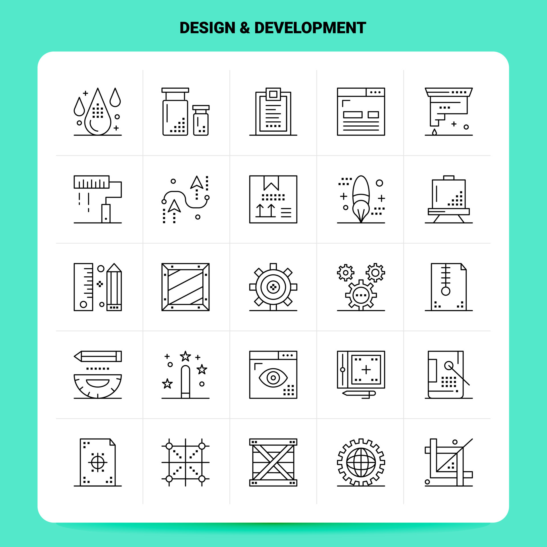 OutLine 25 Design Development Icon set Vector Line Style Design Black ...