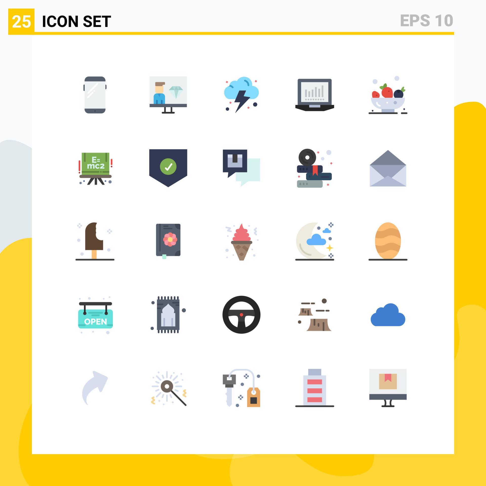 Set Of 25 Modern Ui Icons Symbols Signs For Food Tecnology Programmer Computing Power Editable